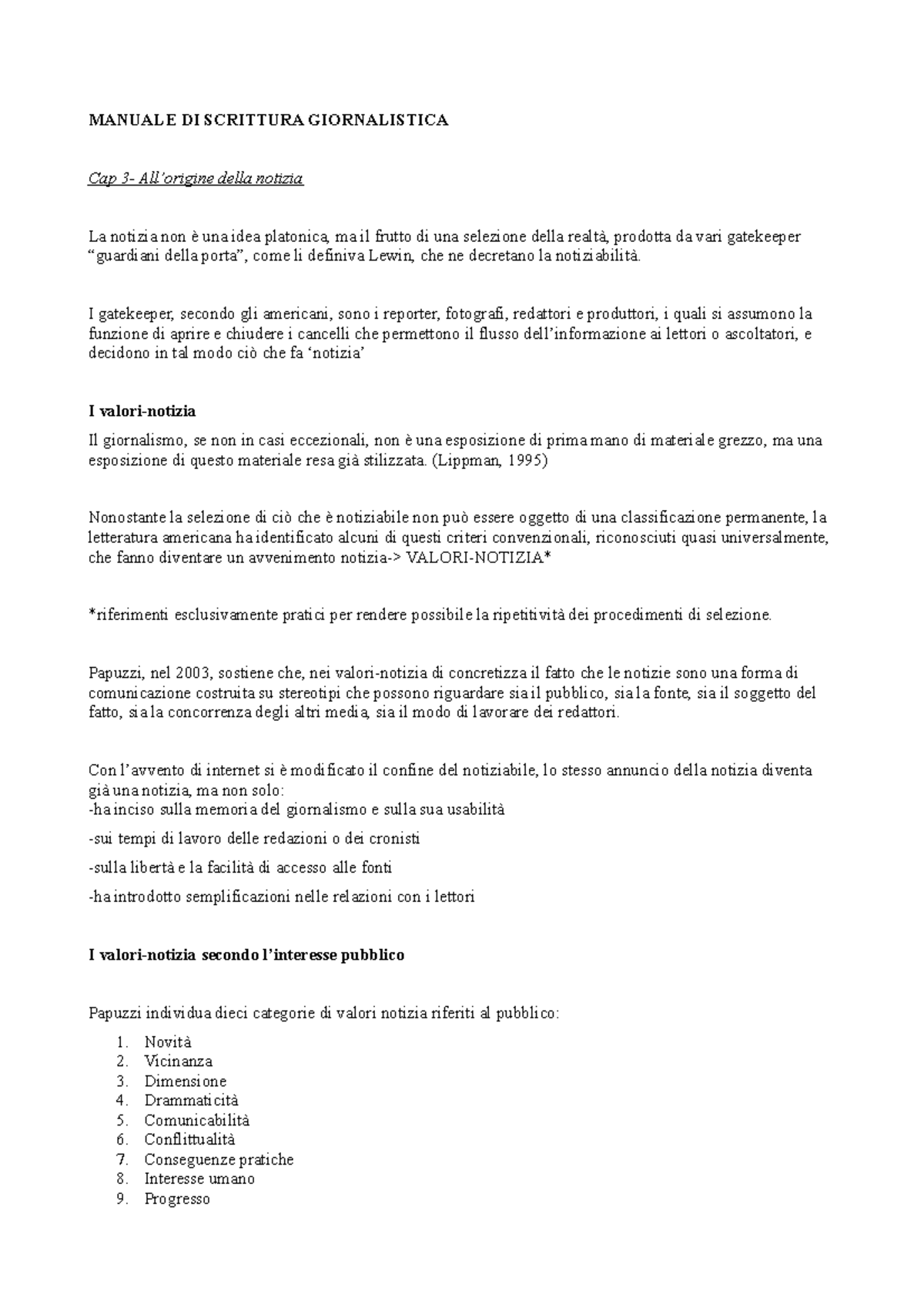 Manuale DI Scrittura Giornalistica - MANUALE DI SCRITTURA GIORNALISTICA ...