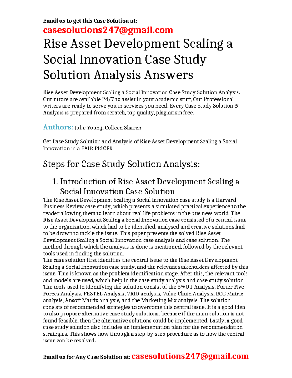 Case Solution Rise Asset Development Scaling a Social Innovation ...