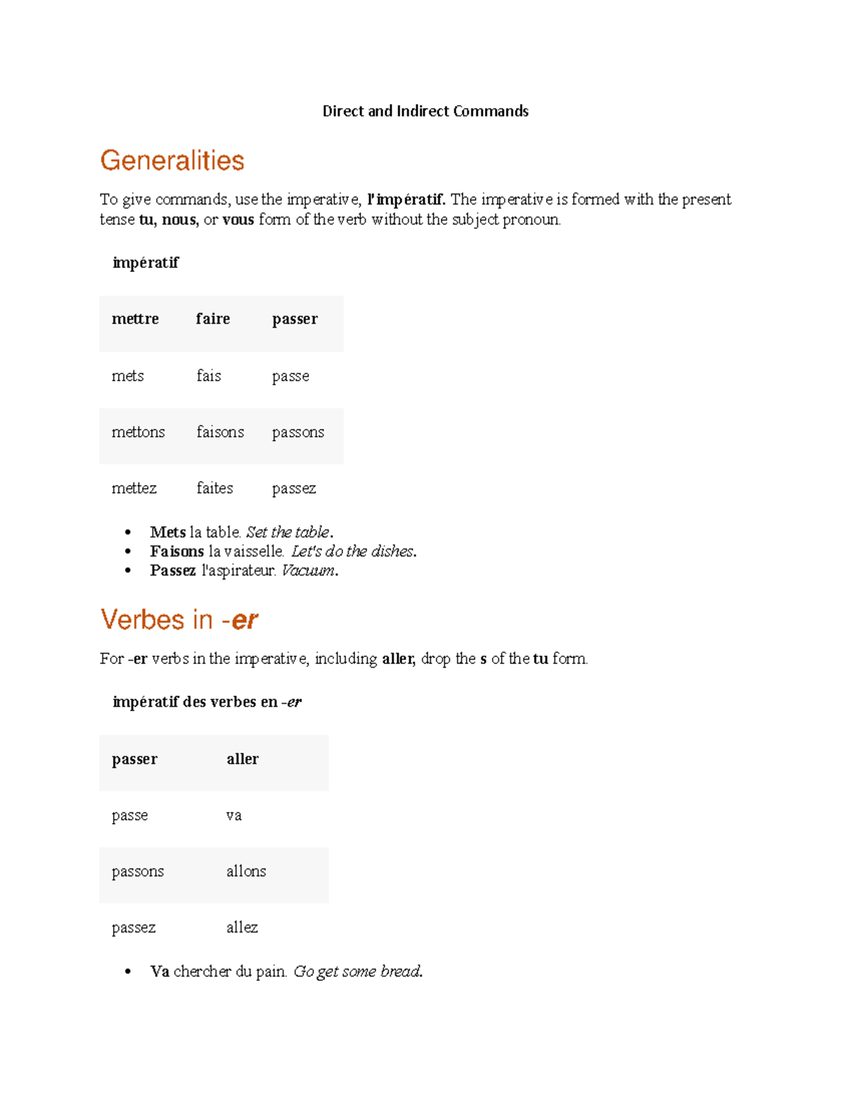 Direct and Indirect Objects - Direct and Indirect Commands Generalities ...