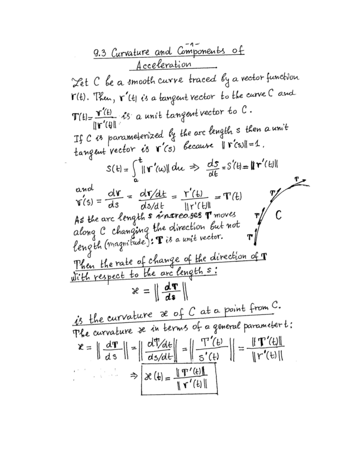 9 - 9.3 Curvature and comp of acceleration - ENGR 233 - Studocu