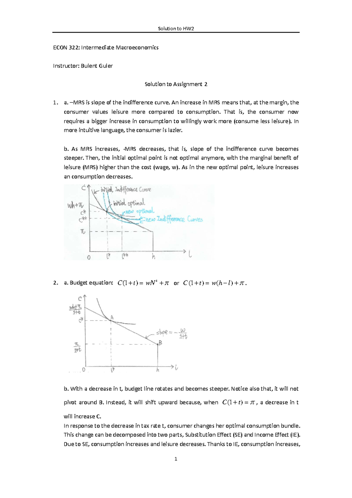Solution to HW2 E322 - Warning: TT: undefined function: 32 ECON 322: Intermediate Macroeconomics ...
