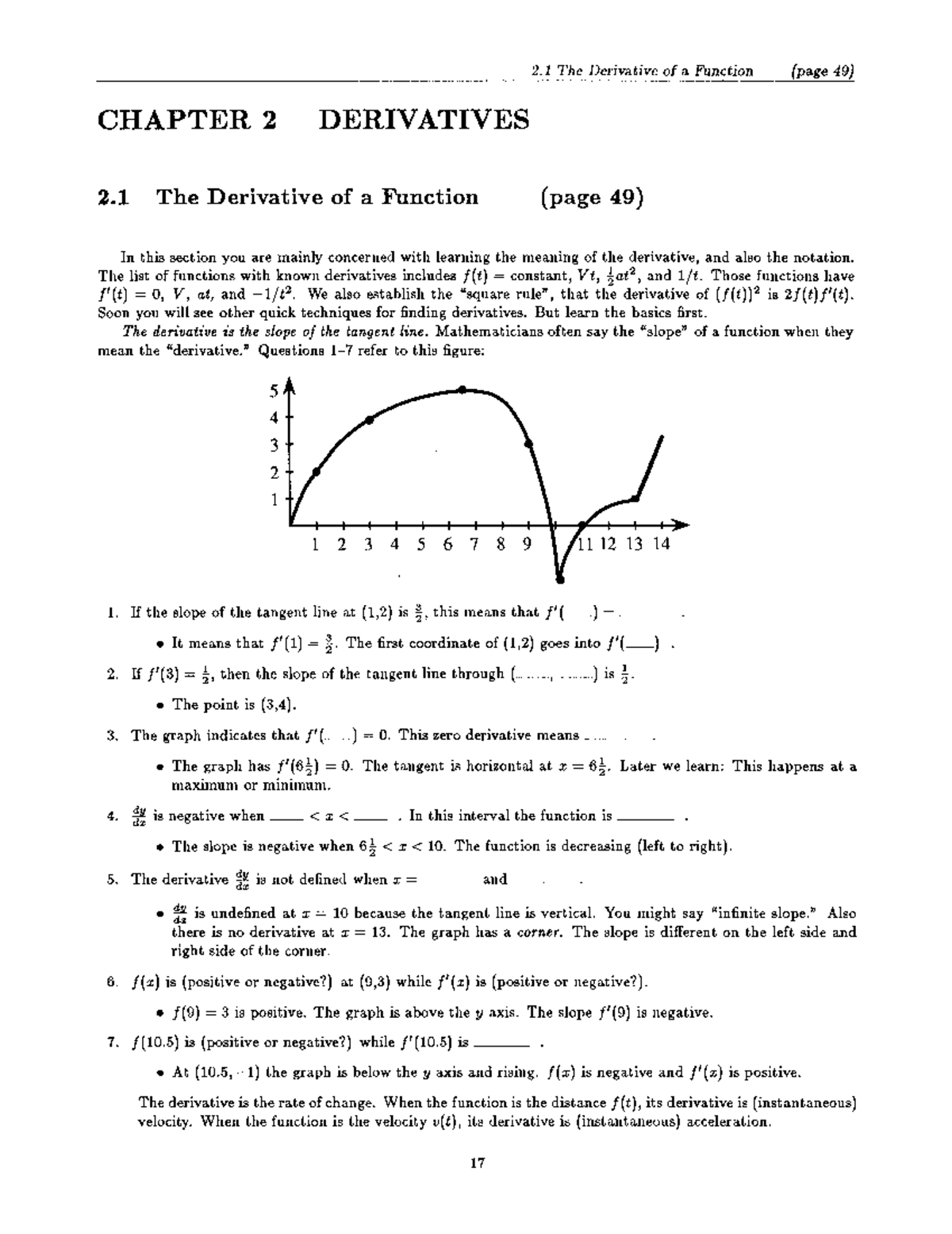calculus 1 lecture - 2 The Derivative of a Function (page 49) CHAPTER 2 DERIVATIVES 2 The - Studocu
