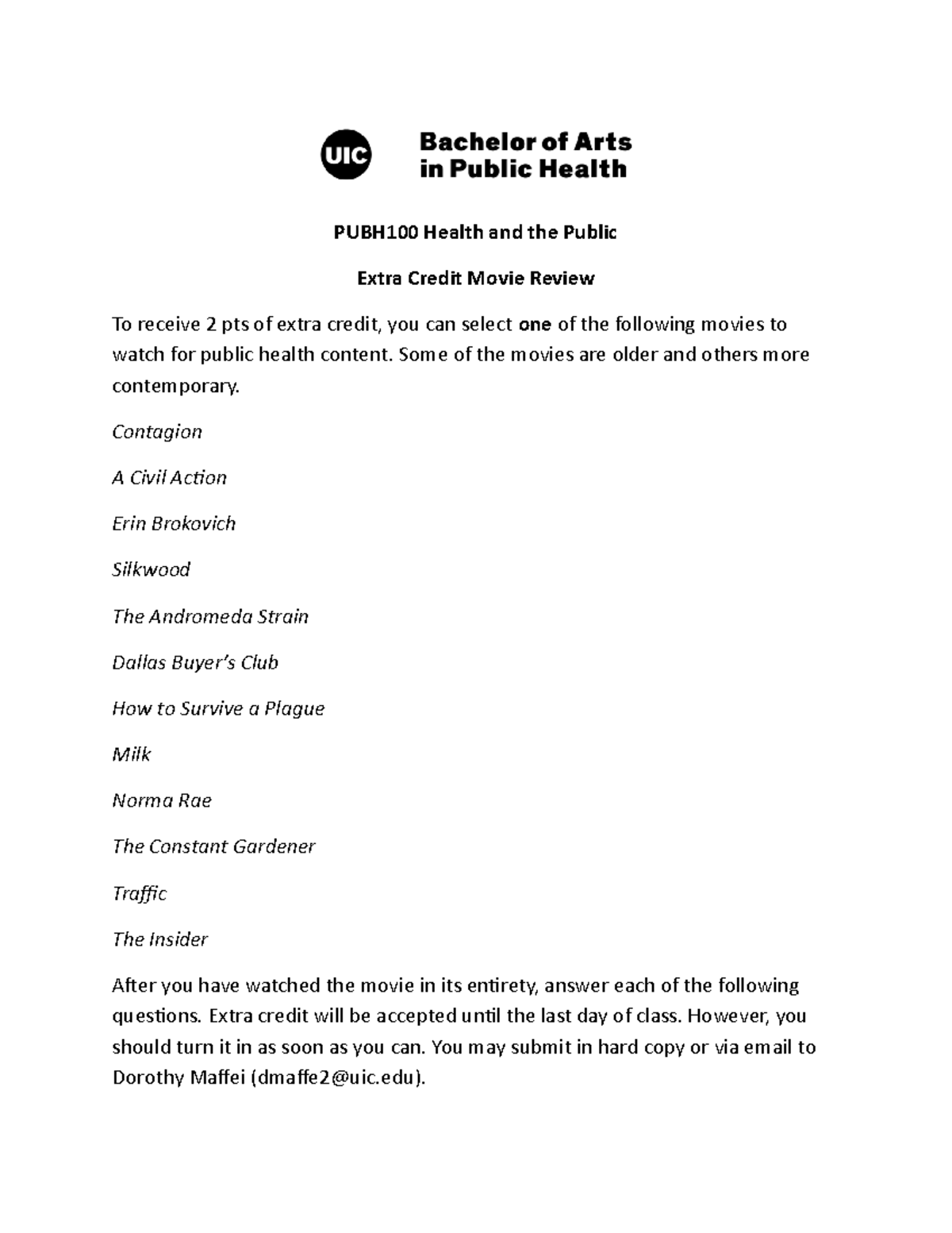 Extra Credit Movie Review - PUBH100 Health and the Public Extra Credit ...