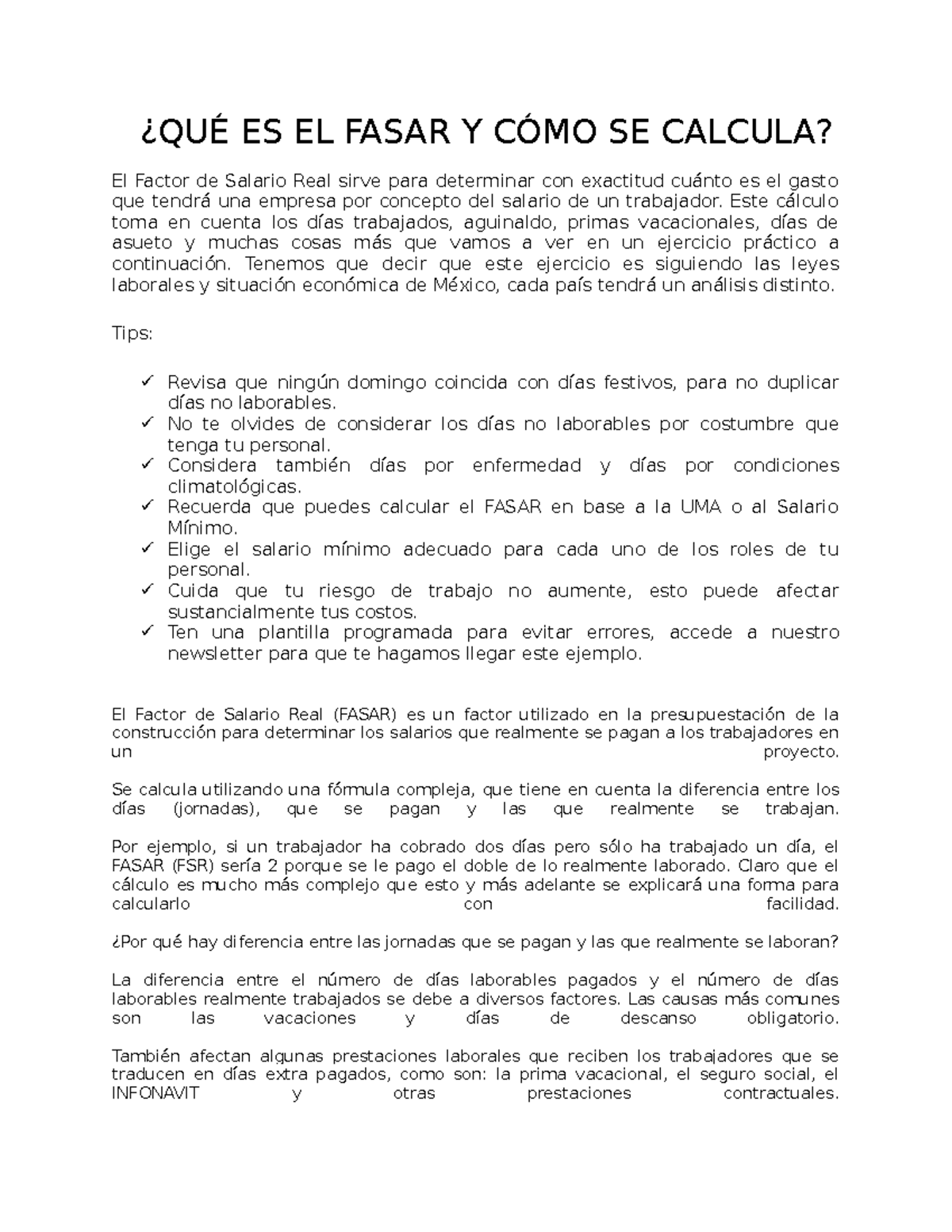 Definicion Fasar - ¿QUÉ ES EL FASAR Y CÓMO SE CALCULA? El Factor de ...