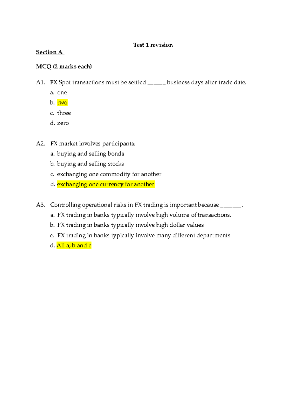 AY1516Test1Prac Q Tutorials Test 1 Revision Section A MCQ 2 Marks ay1516test1prac-q-tutorials-test-1-revision-section-a-mcq-2-marks