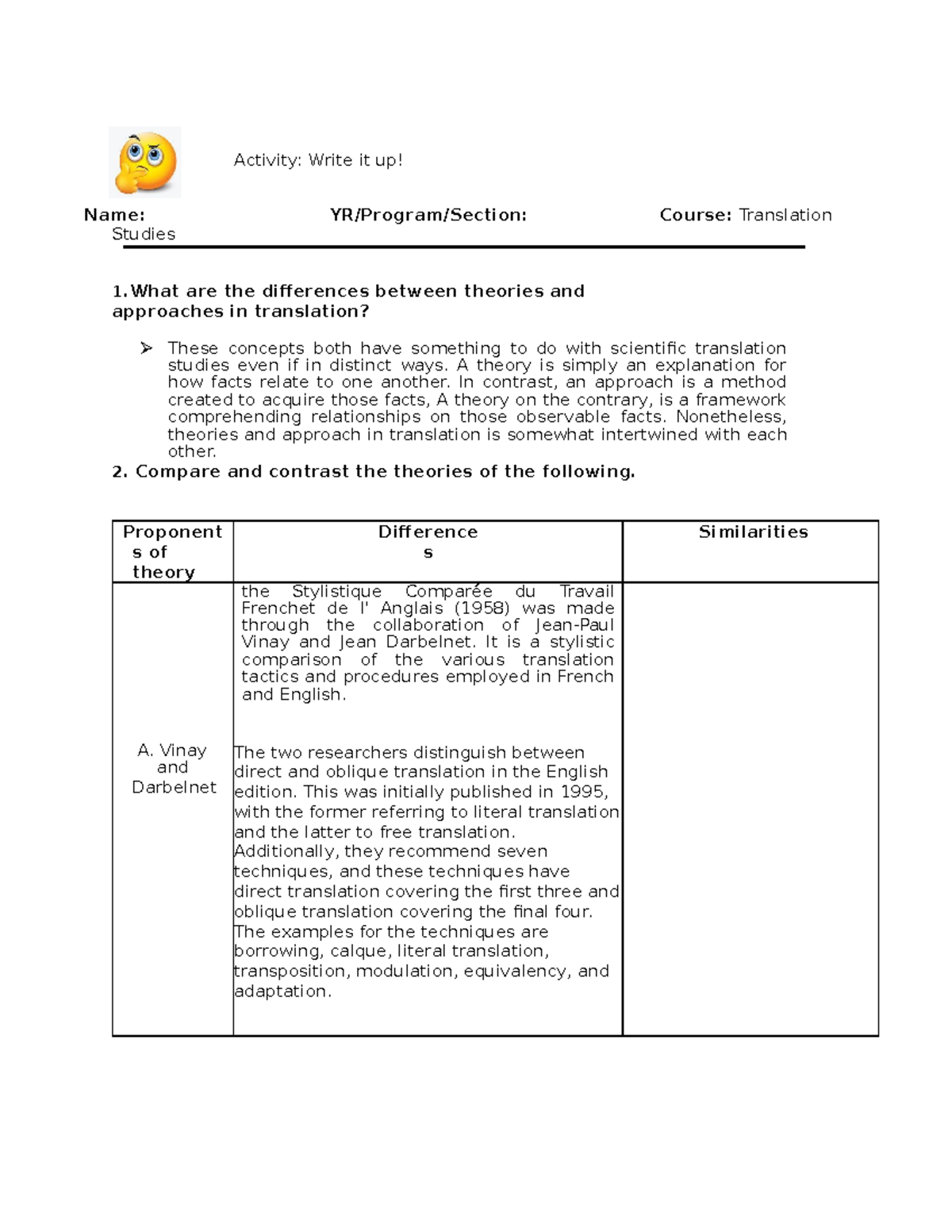 ELc 321 Translation Studies Activity-1 Chap-4- Activity: Write it up ...