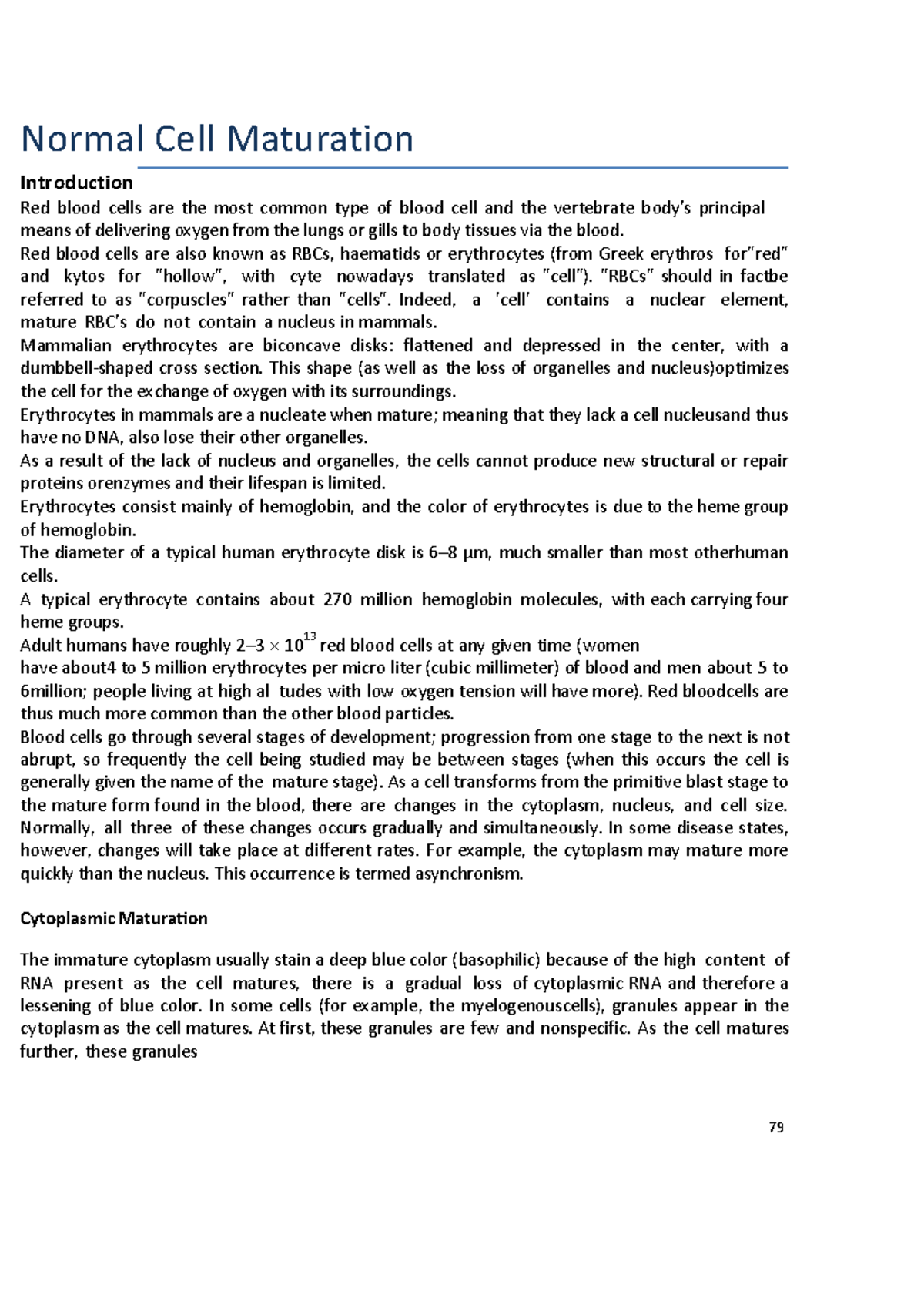 Normal Cell Maturation - Normal Cell Maturation Introduction Red blood ...