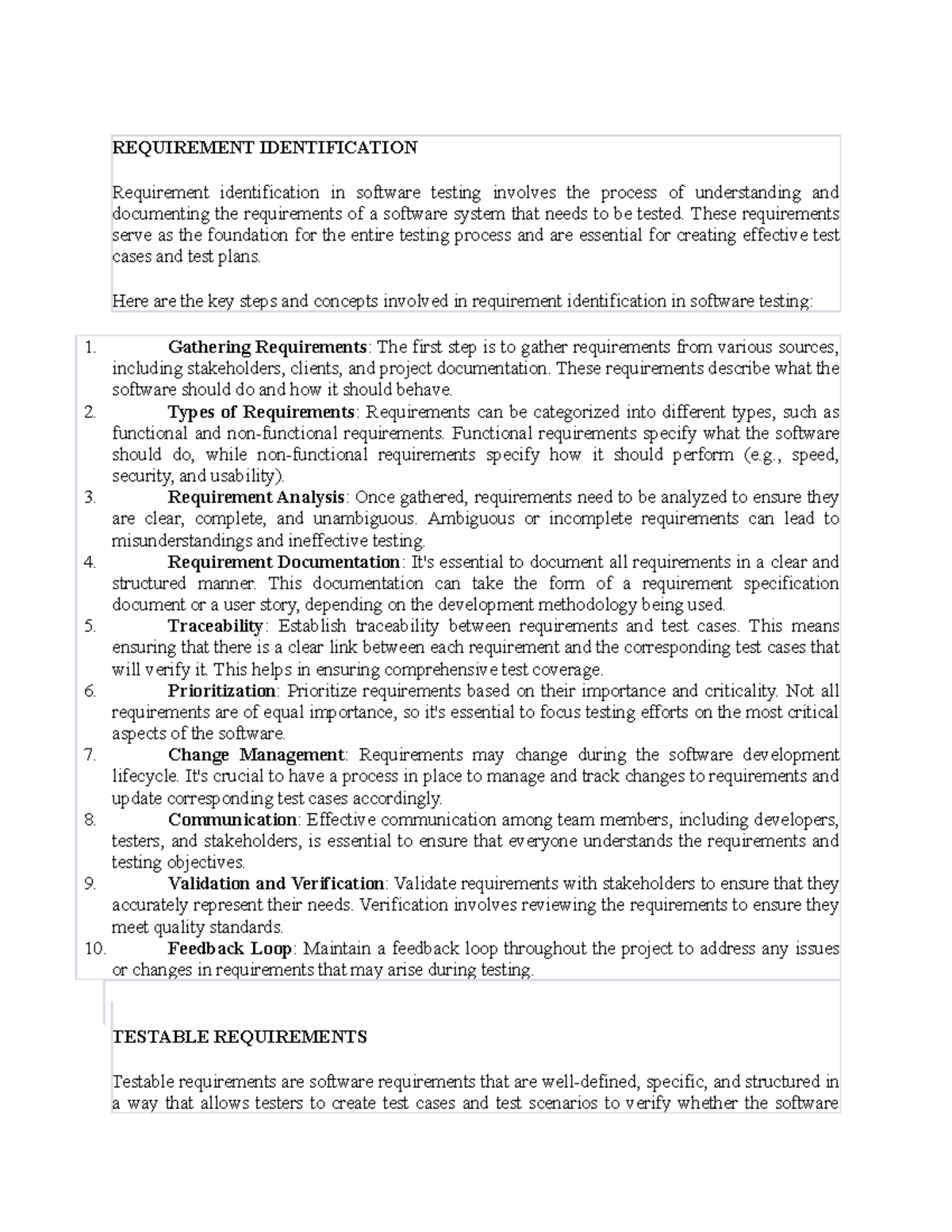 Sta3 - Sta notes - REQUIREMENT IDENTIFICATION Requirement ...
