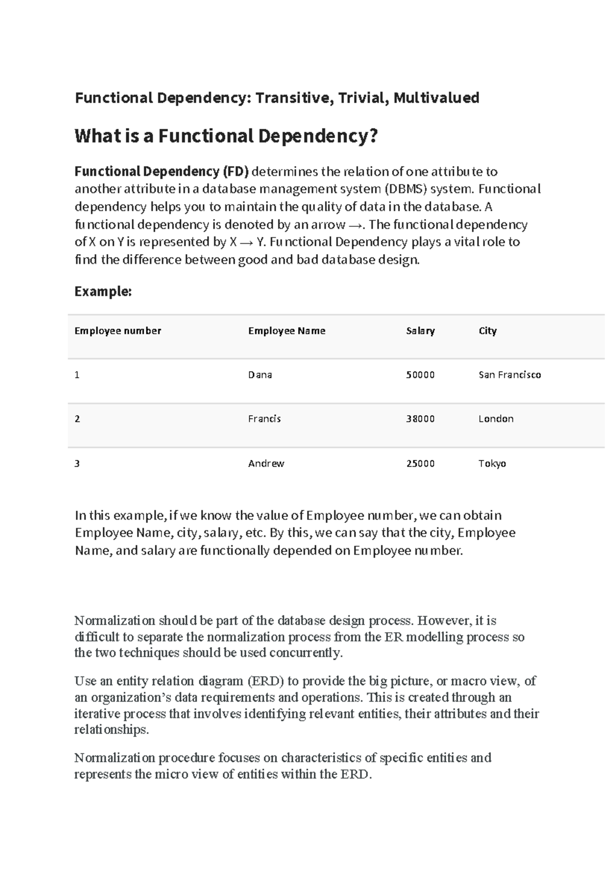 Unit 3 This Is The Dbms Notes Functional Dependency Transitive Trivial Multivalued What 