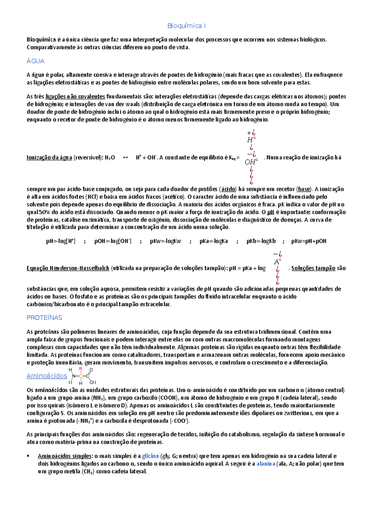 Resumo BIOQUÍMICA I - I a que faz uma molecular dos processos que ...