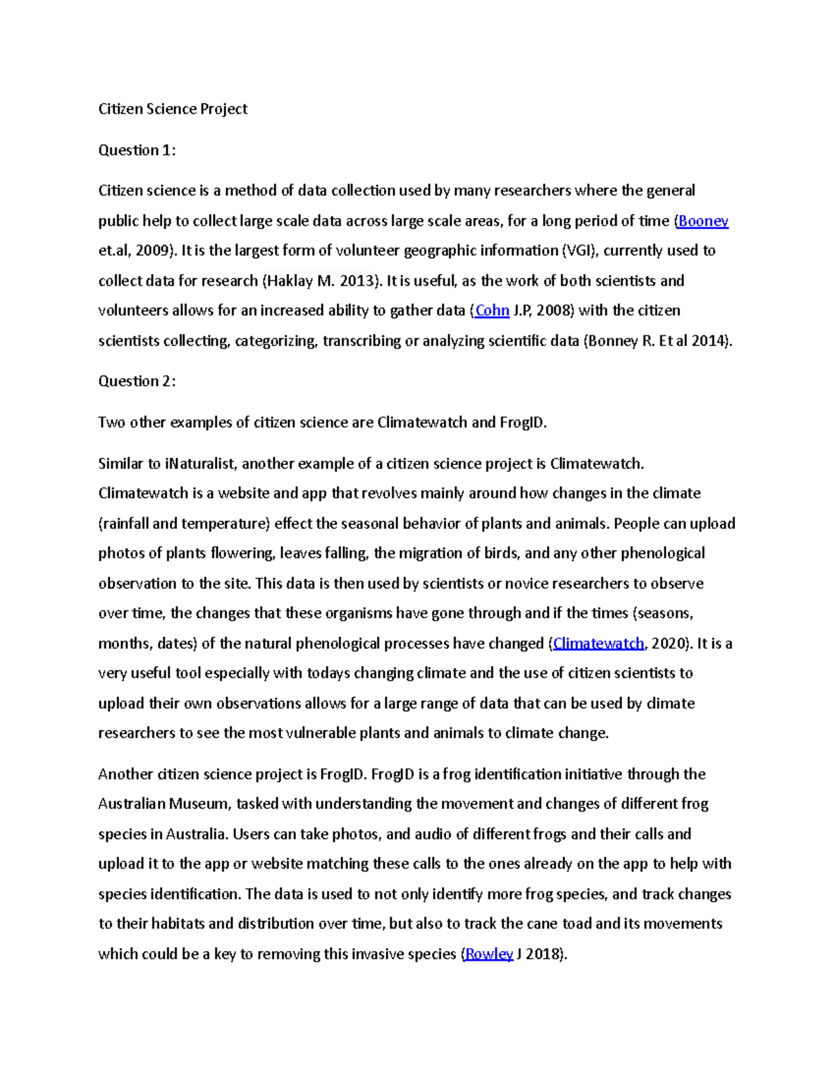 Citizen Science Project - HD - Citizen Science Project Question 1 ...