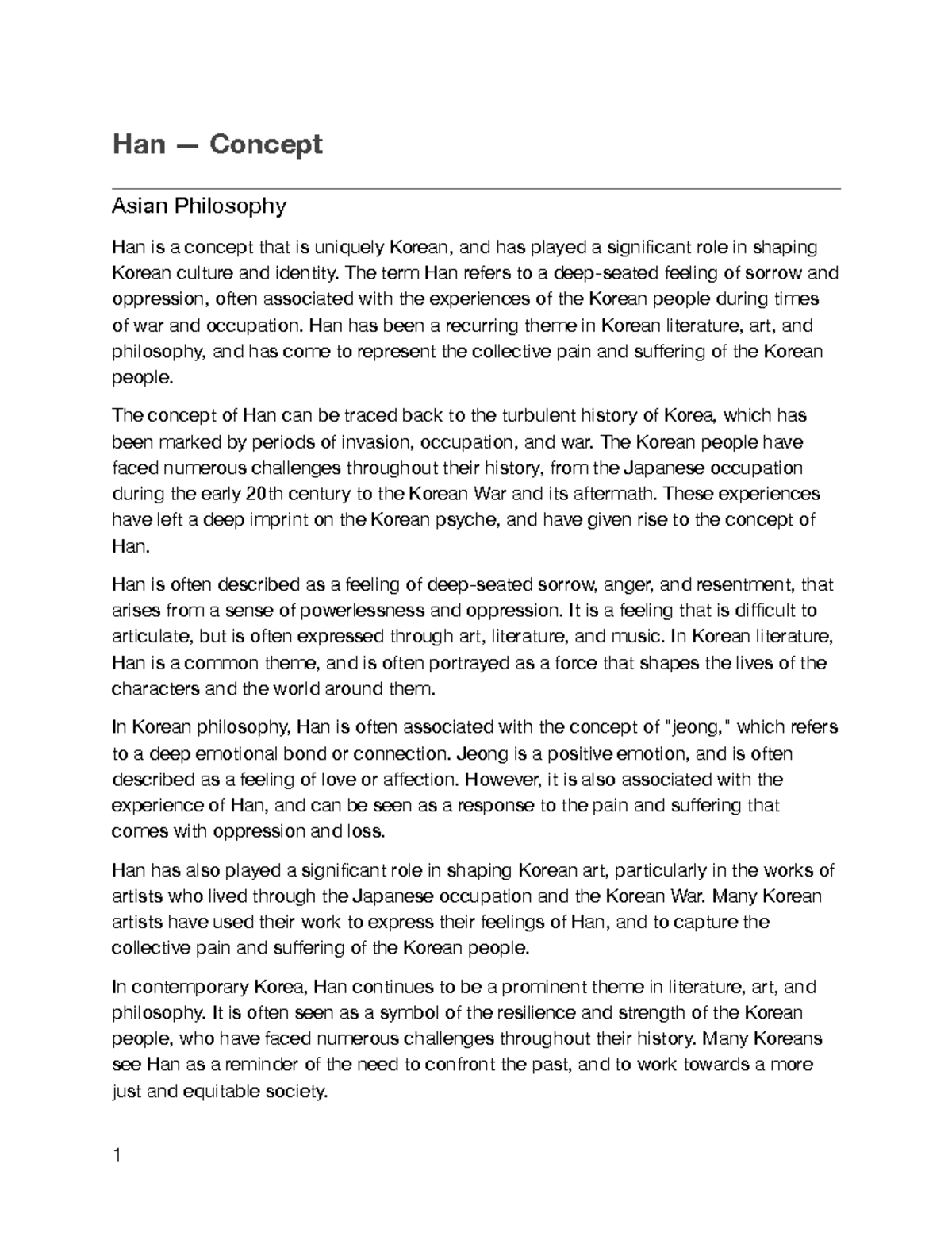 Han — Concept - Han — Concept Asian Philosophy Han is a concept that is ...