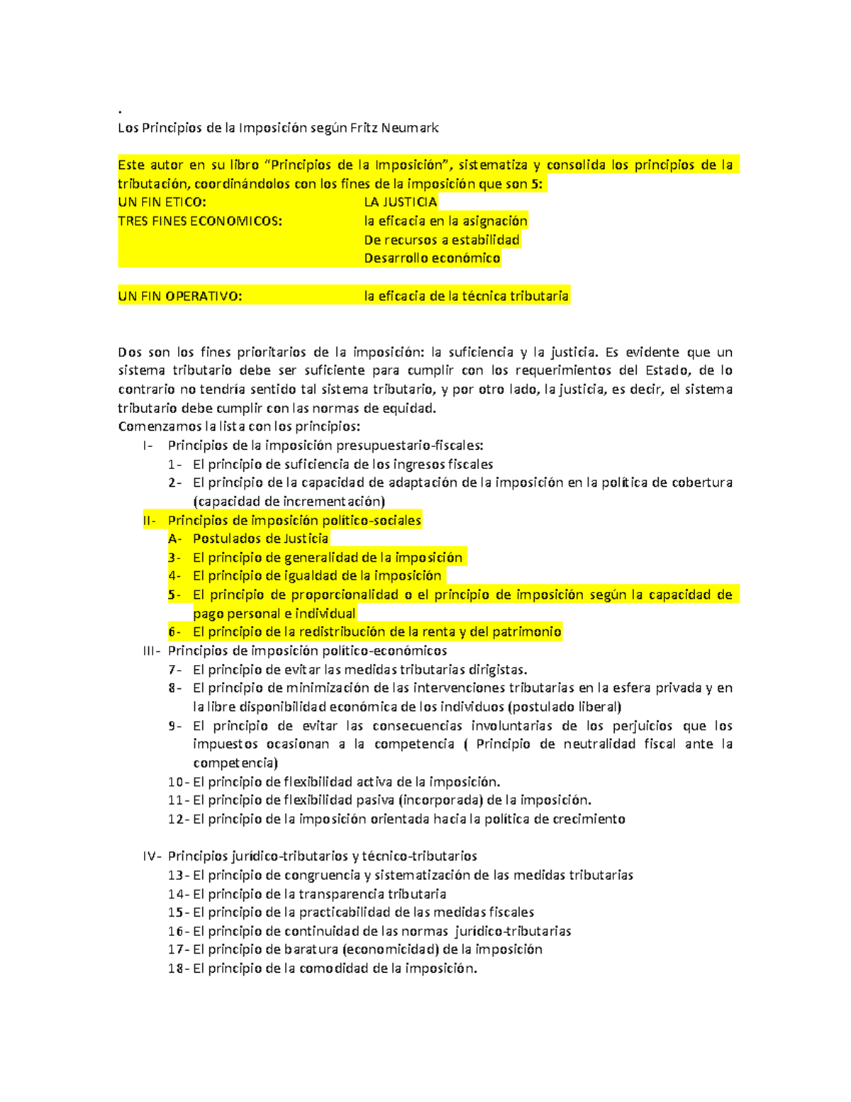 18 Principios De Neumark Los Principios De La Imposición Según