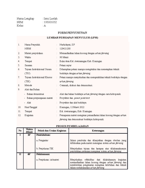 Penyuluhan Pertanian 3 - Nama Lengkap : Ismi Laelah Npm : 195001052 Kelas : A FORM MATRIK ...
