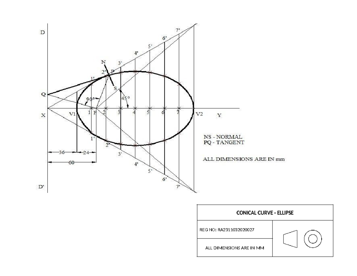 EG record print out - CONICAL CURVE - ELLIPSE REG NO: RA CONICAL CURVE ...