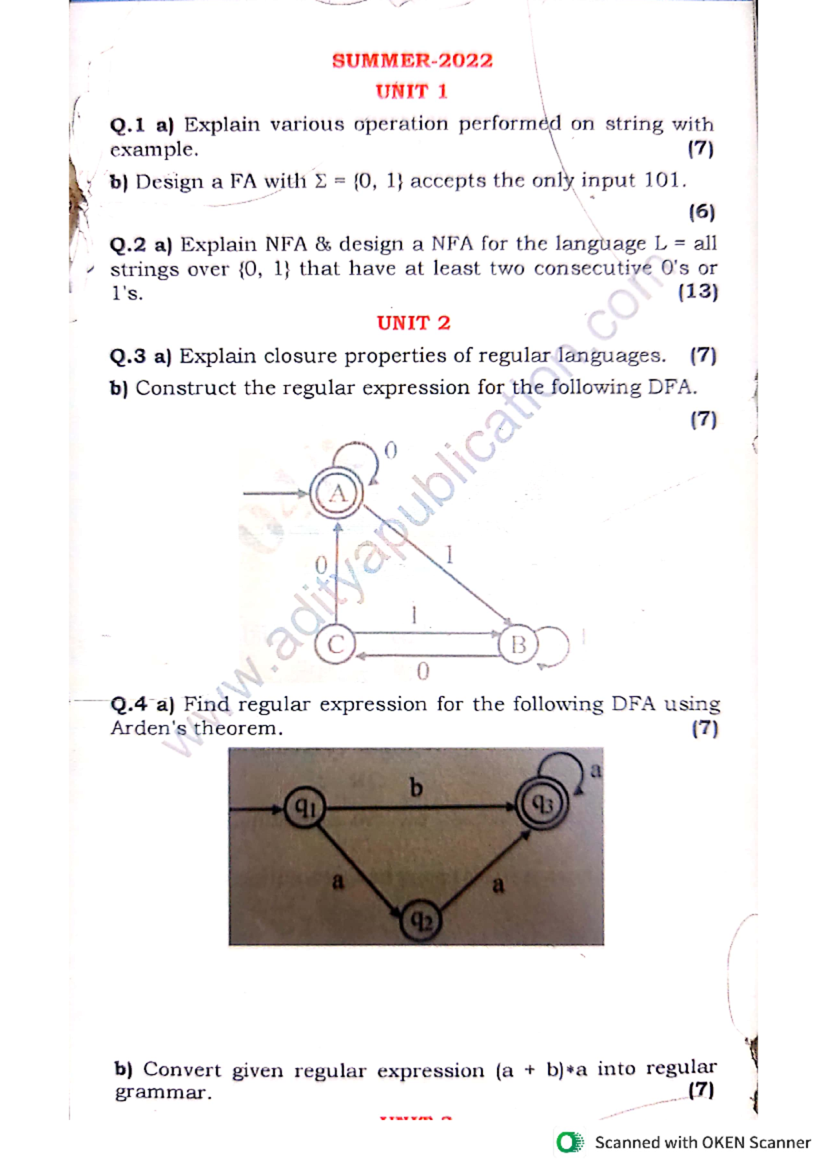 TOC PYQ - Computer science and engineering - Studocu