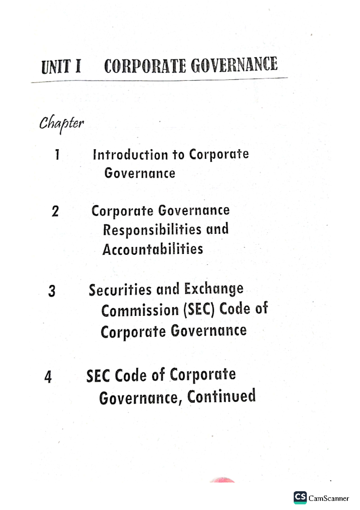 Governance - scan book - UNIT I CORPORATE GOVERNANCE Chapter 1 ...