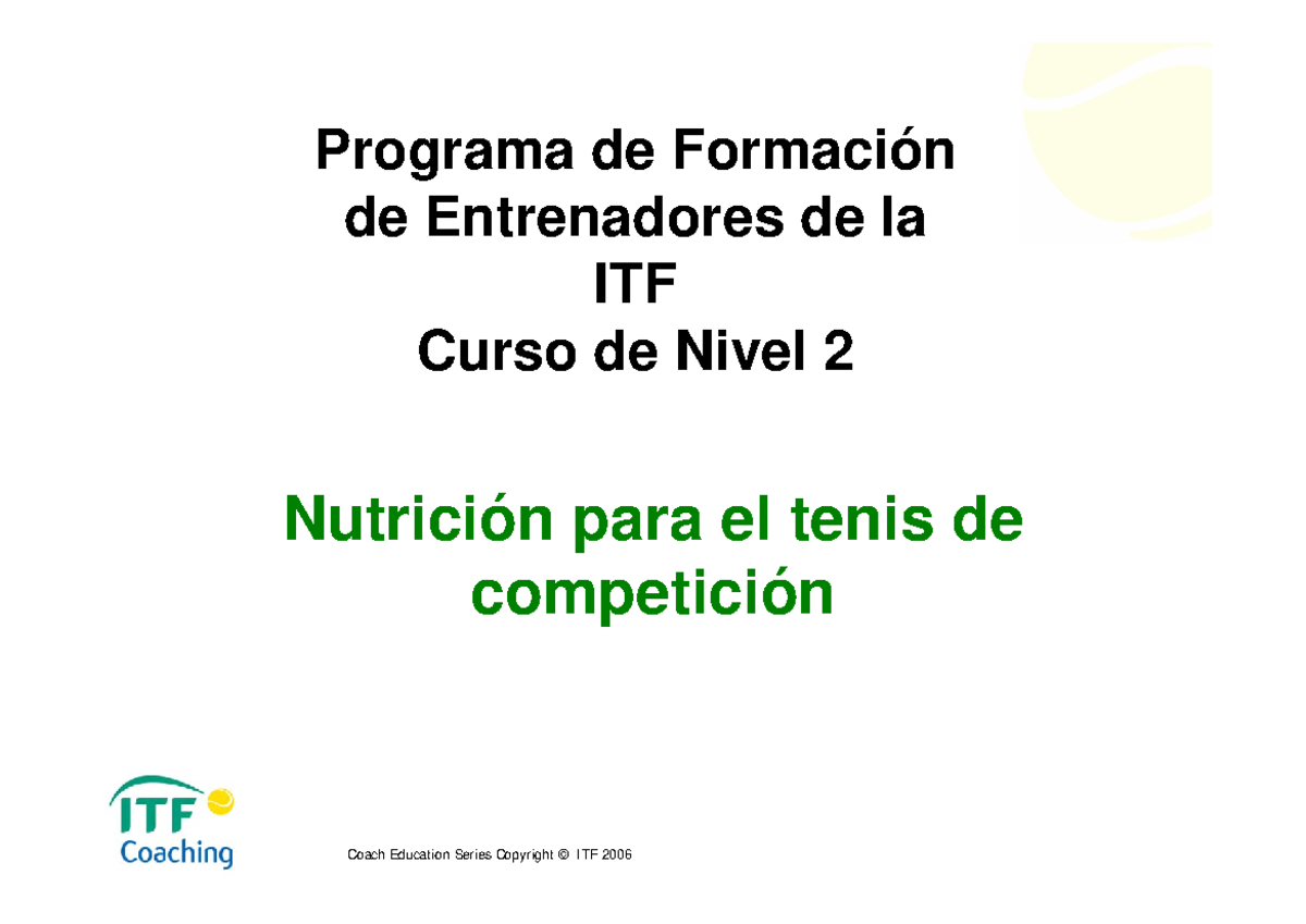 Nutricion - Nutrición deportiva - Coach Education Series Copyright ...