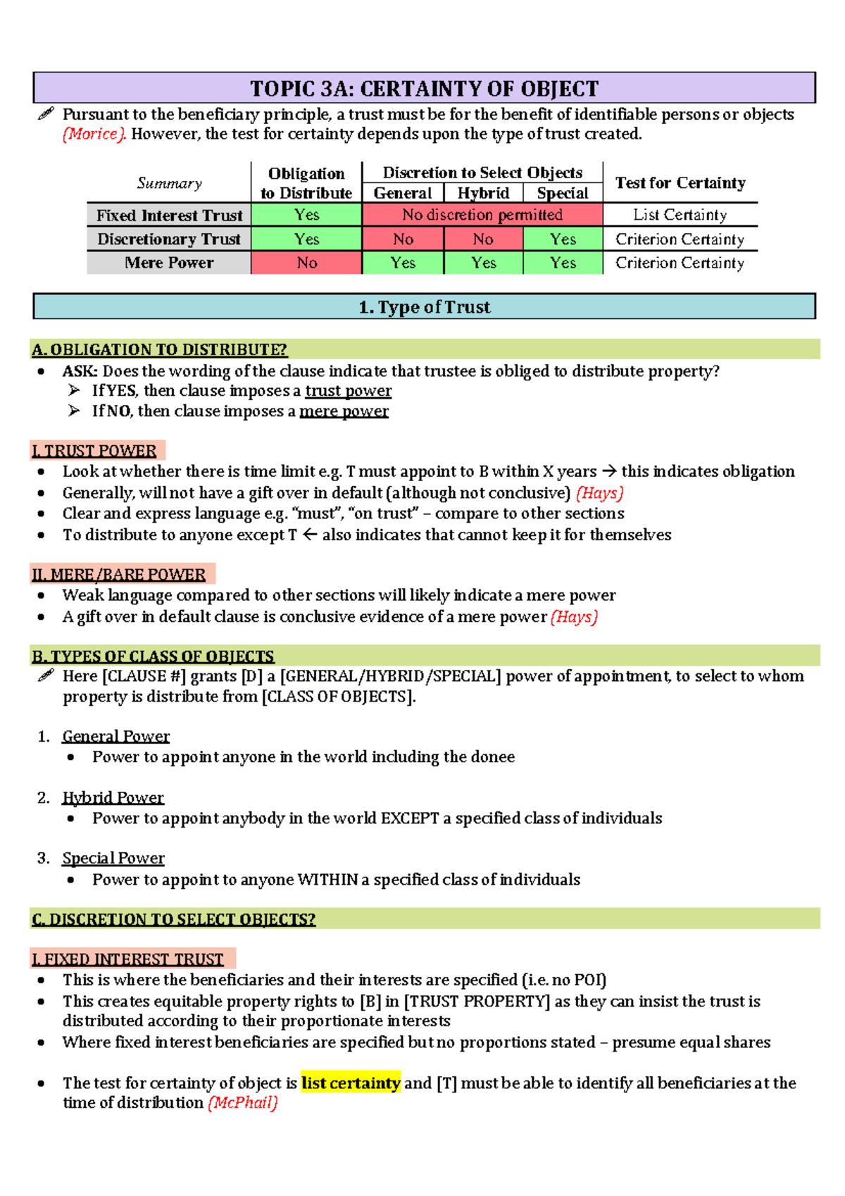 Certainty of object - TOPIC 3A: CERTAINTY OF OBJECT Pursuant to the ...