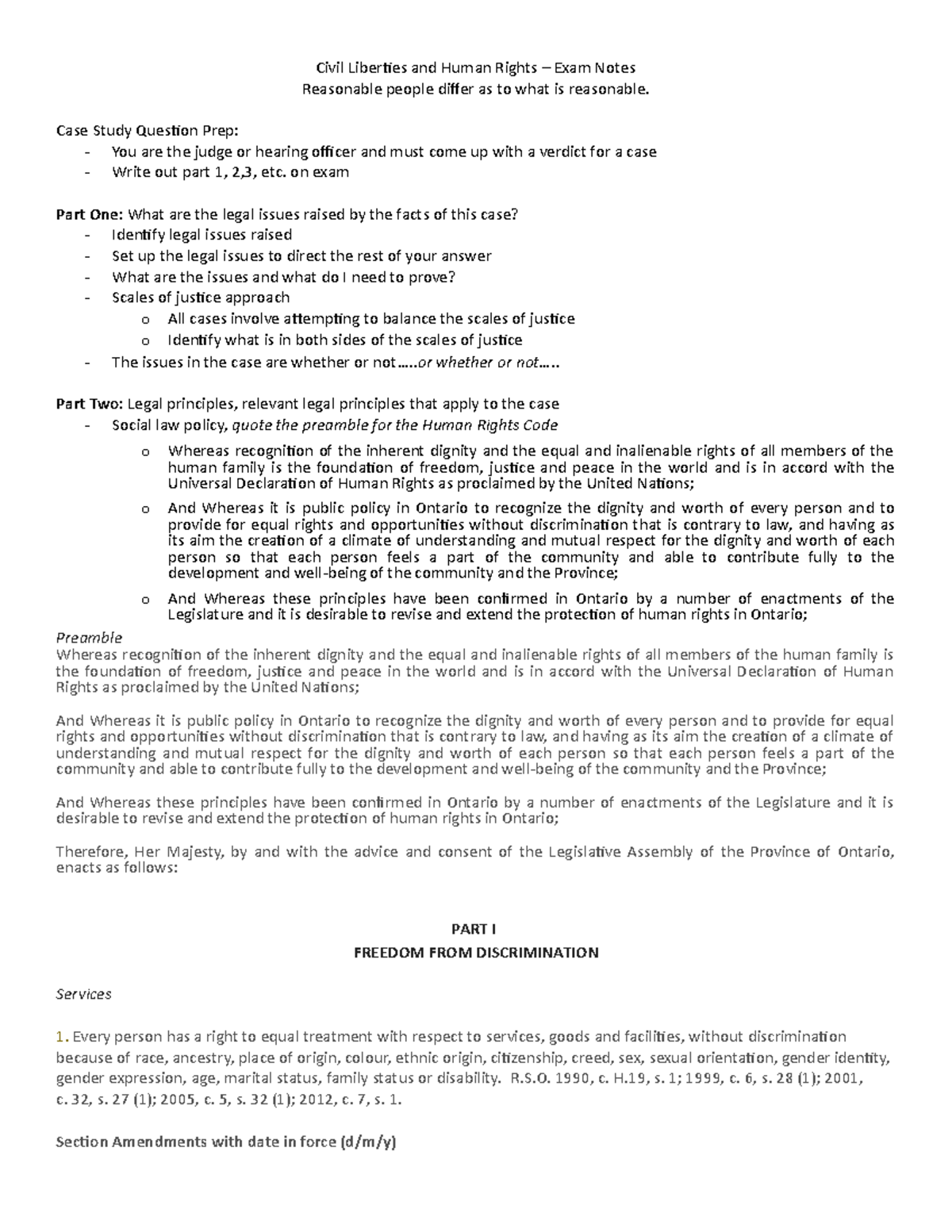 Civil Liberties and Human Rights – Exam Notes - Case Study Question ...