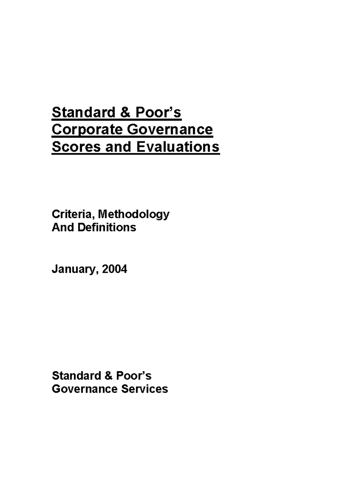 Background readings Standard & poor's CG scores and evaluations ...