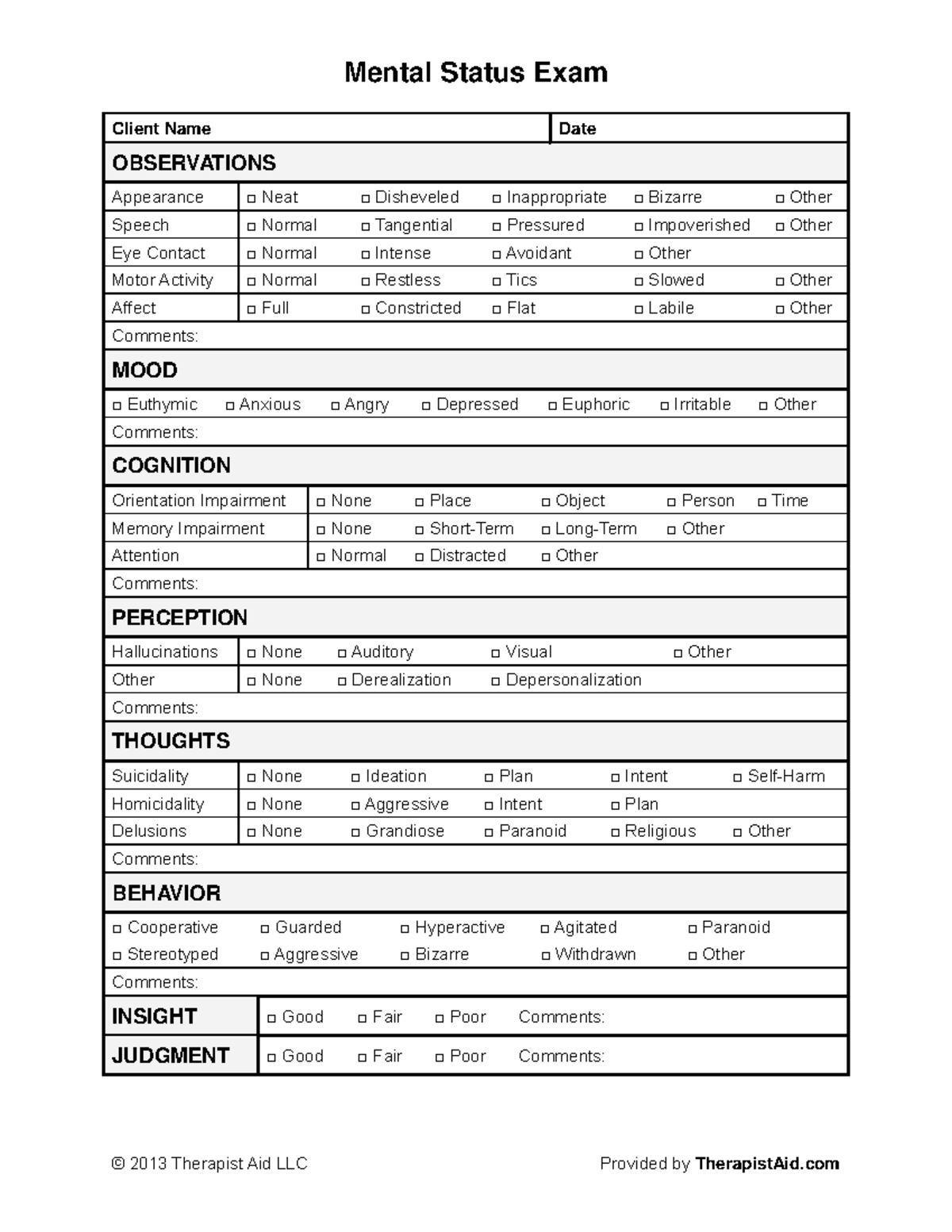 Mental-status-exam - health assesment - Mental Status Exam © 2013 ...