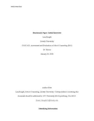 Benchmark Initial Interview Assessment - Oceanside, NY 11702 Phone #: 516-111- Date of Birth ...