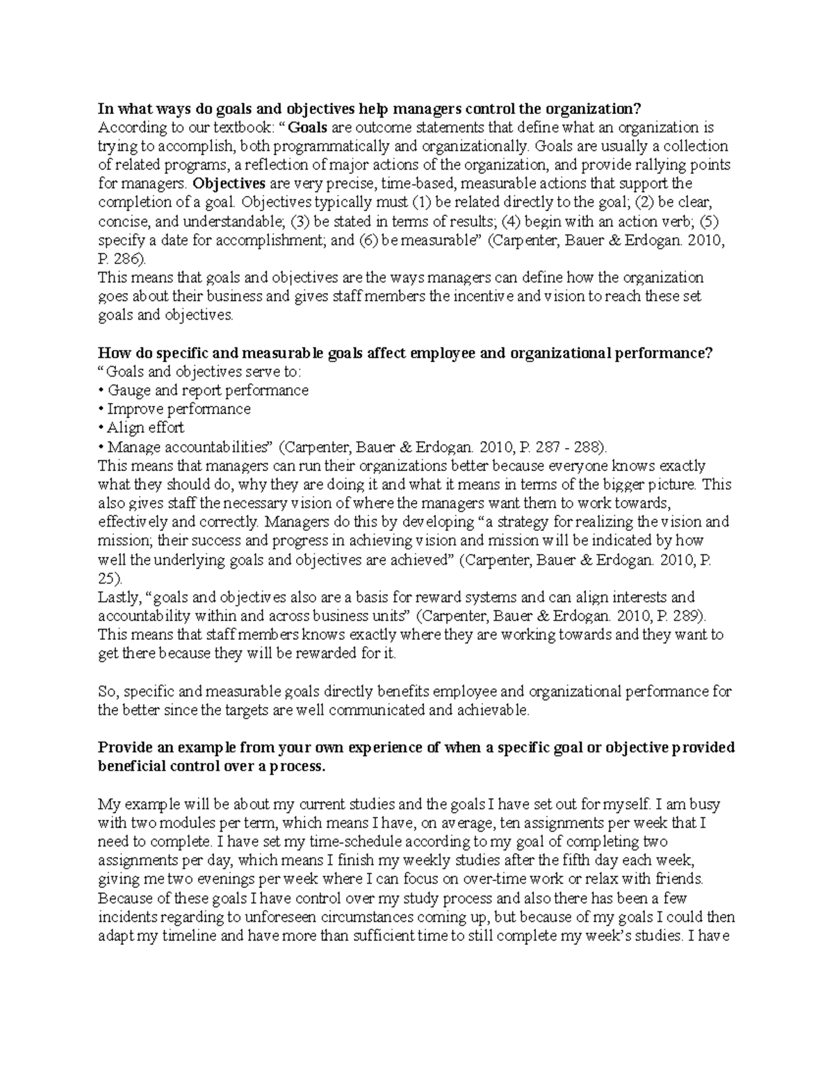 Discussion Goals and Objectives - In what ways do goals and objectives ...