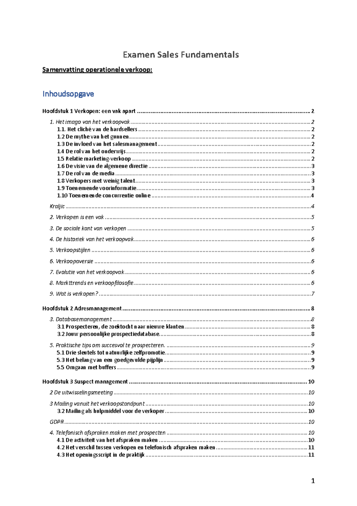 Samenvatting Sales Fundamentals 2018-2019 - Warning: TT: undefined function: 32 Warning: TT ...