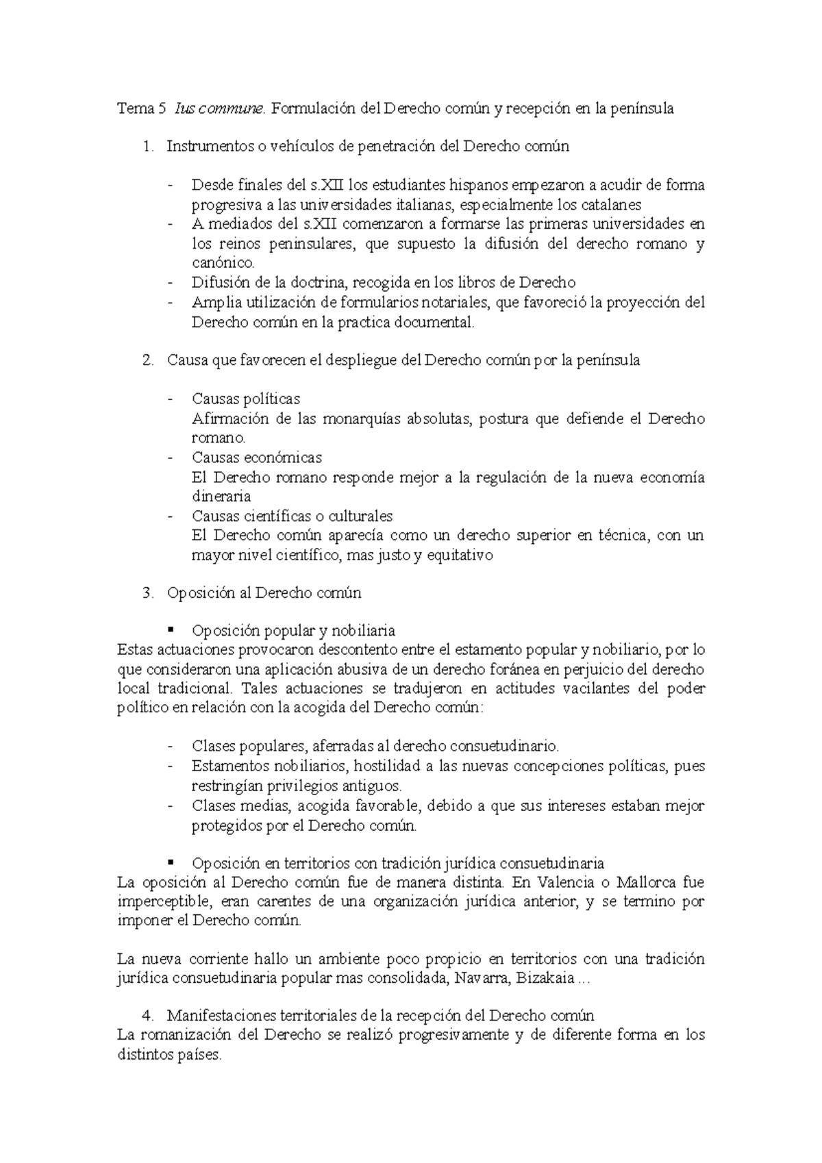 Tema 5 Ius commune - Resumen - Tema 5 Ius commune. Formulación del ...