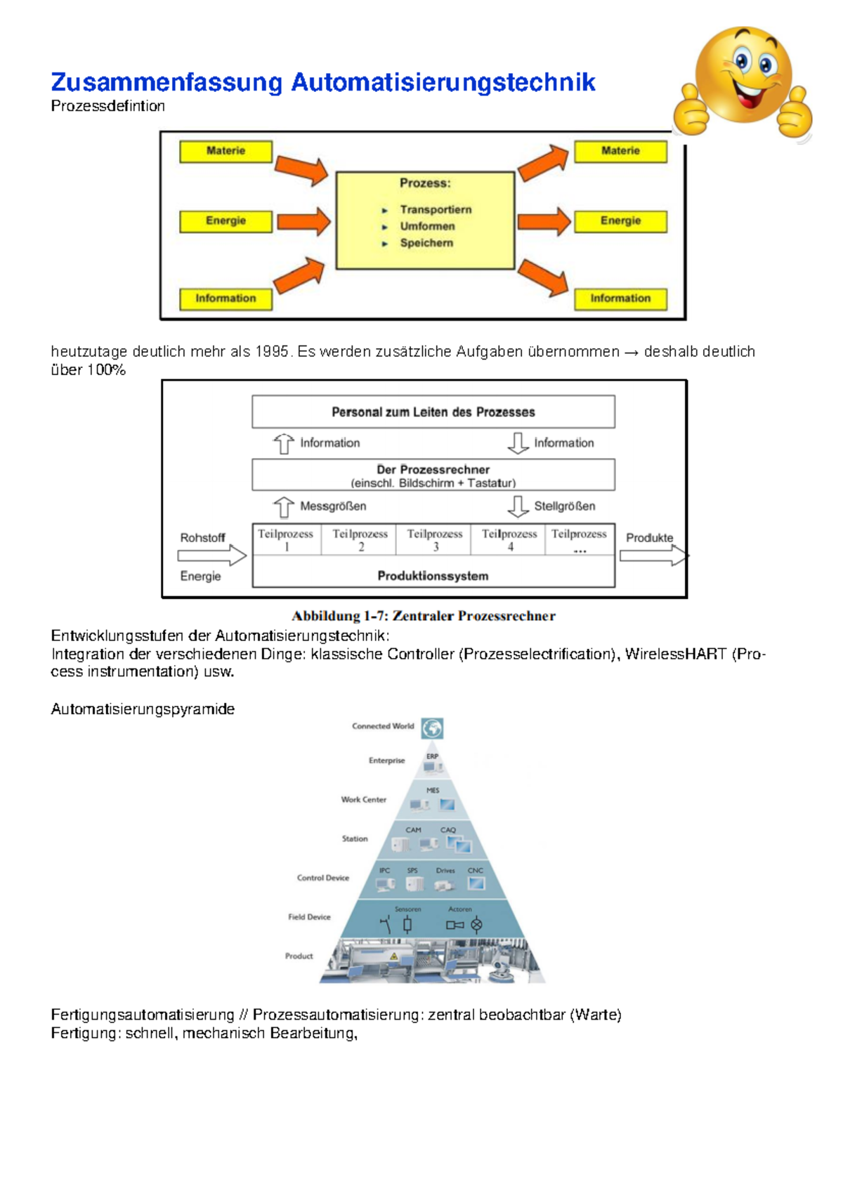 Zusammenfassung Automatisierungstechnik aktuell - Warning: TT ...