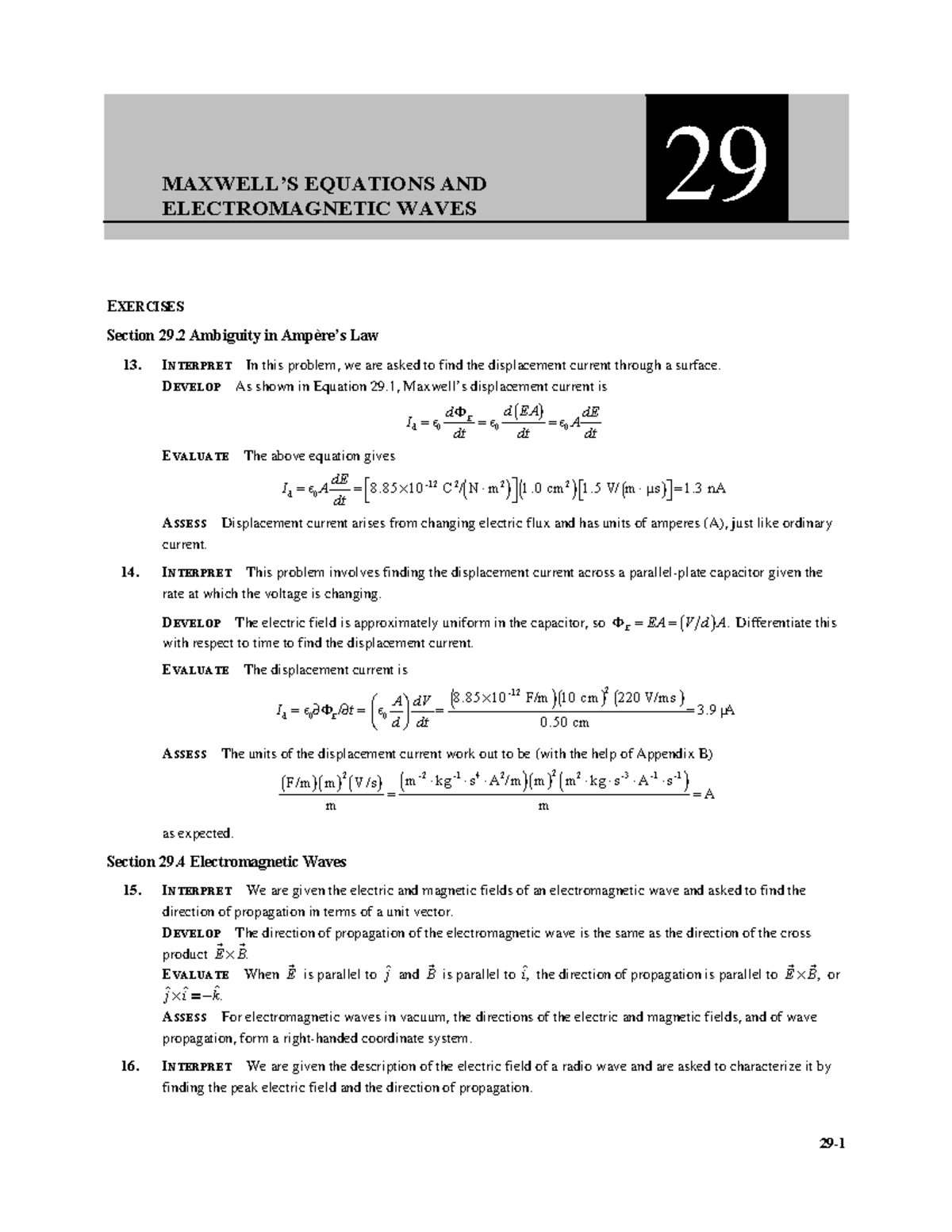 핵심물리학 4판 29장 - 솔루션입니다 - 29- MAXWELL’S EQUATIONS AND ELECTROMAGNETIC ...