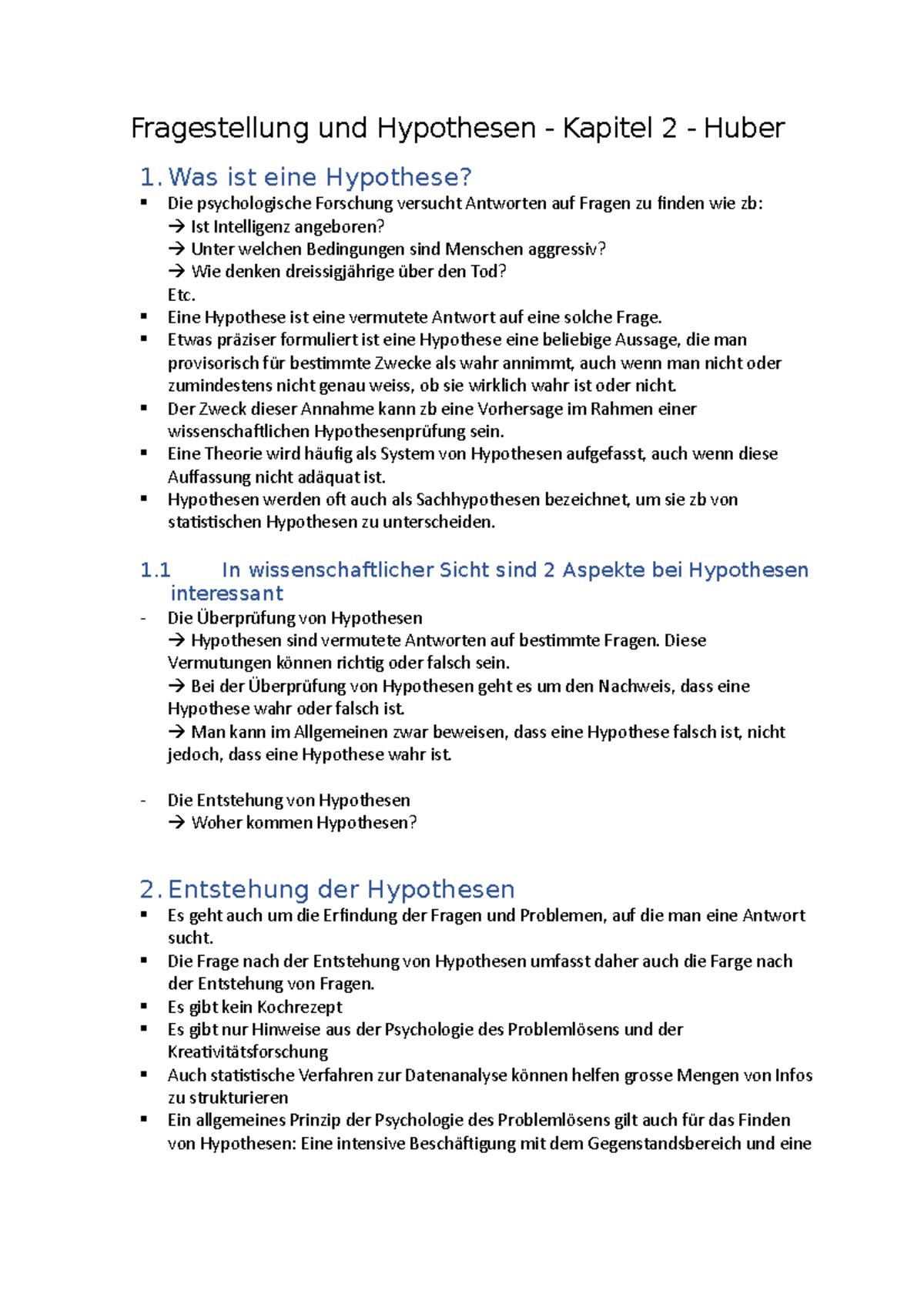 Fragestellung und Hypothesen - Was ist eine Hypothese? Die ...