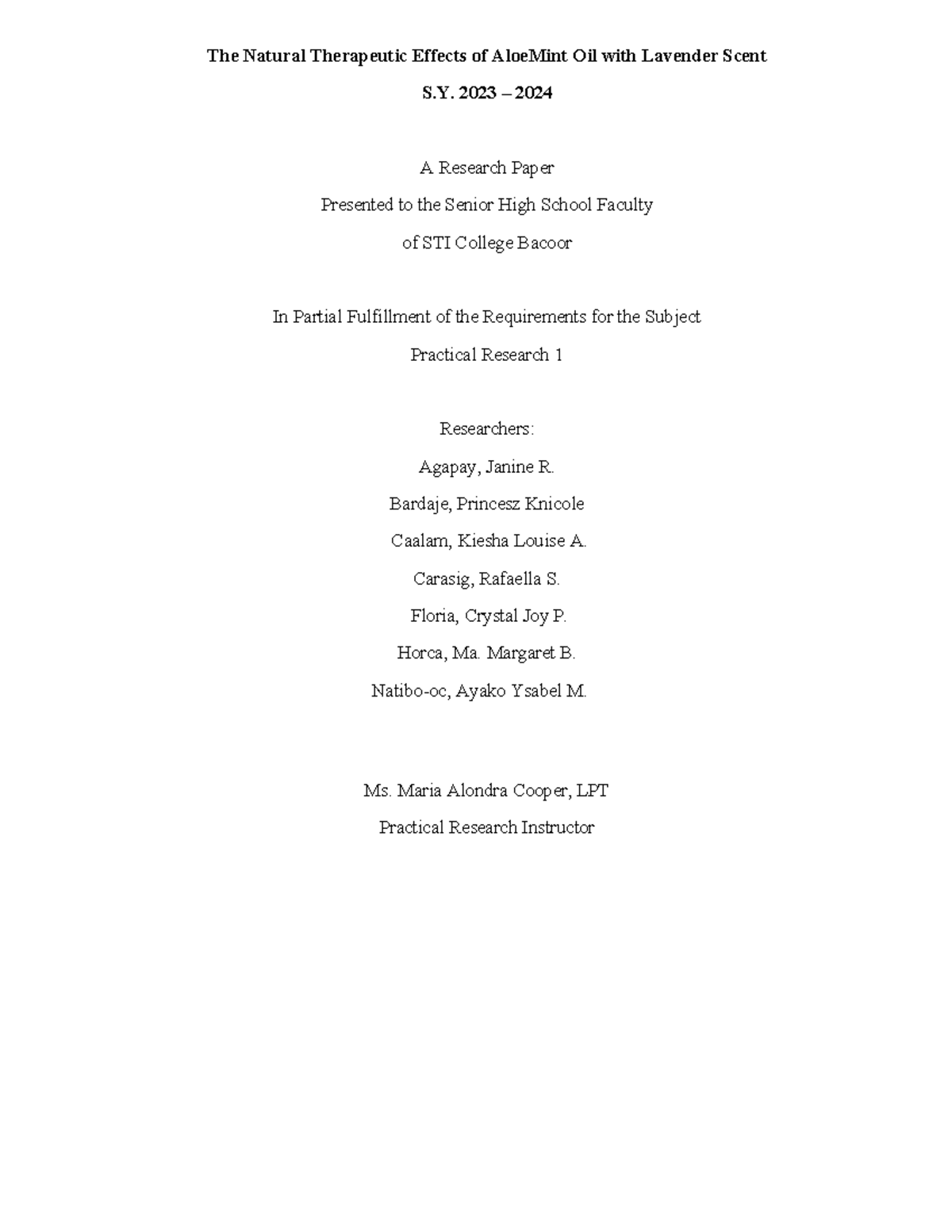 Chapter 1 Draft Group 2-copy-copy - The Natural Therapeutic Effects of ...