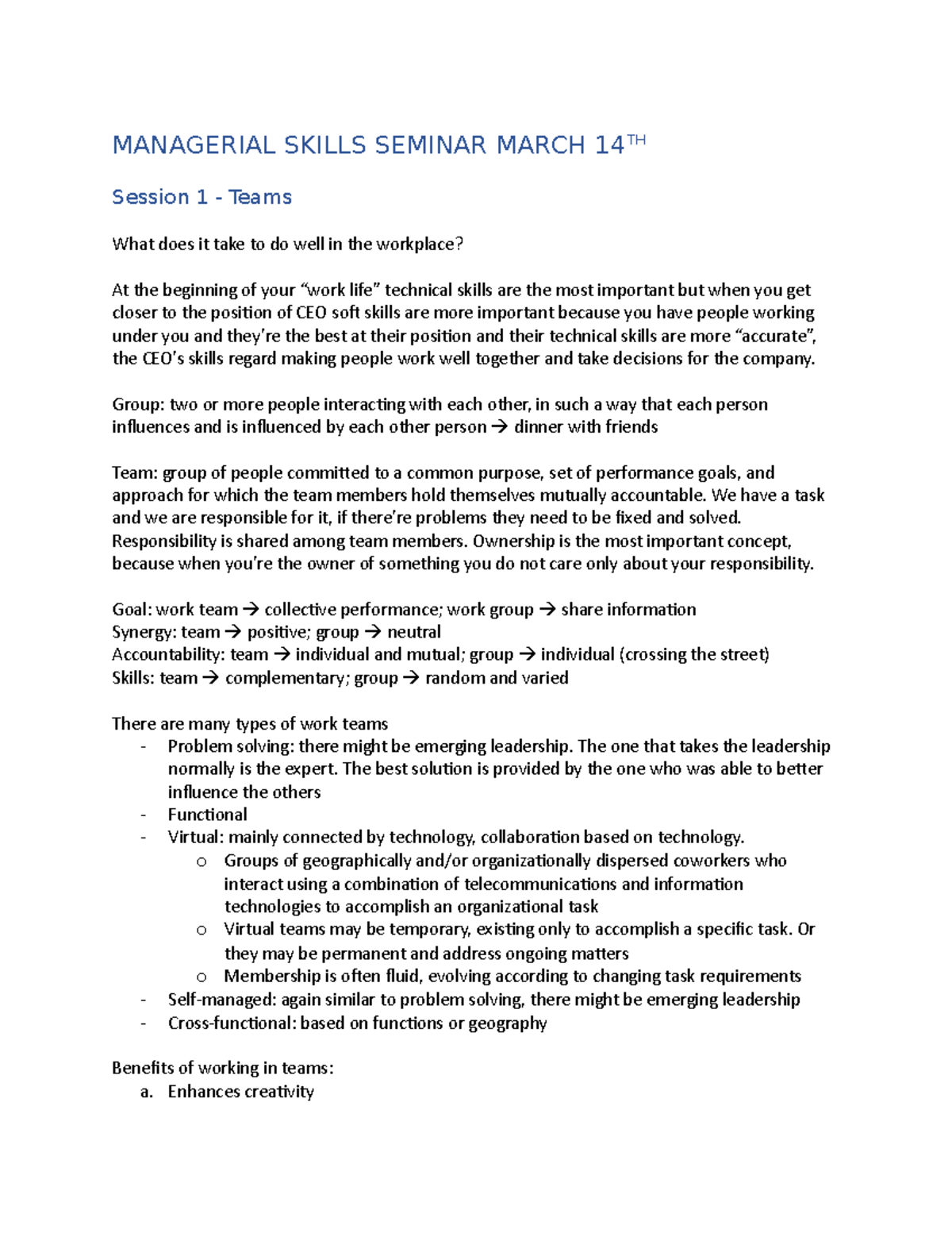 Managerial Skills Seminar finito - MANAGERIAL SKILLS SEMINAR MARCH 14TH ...