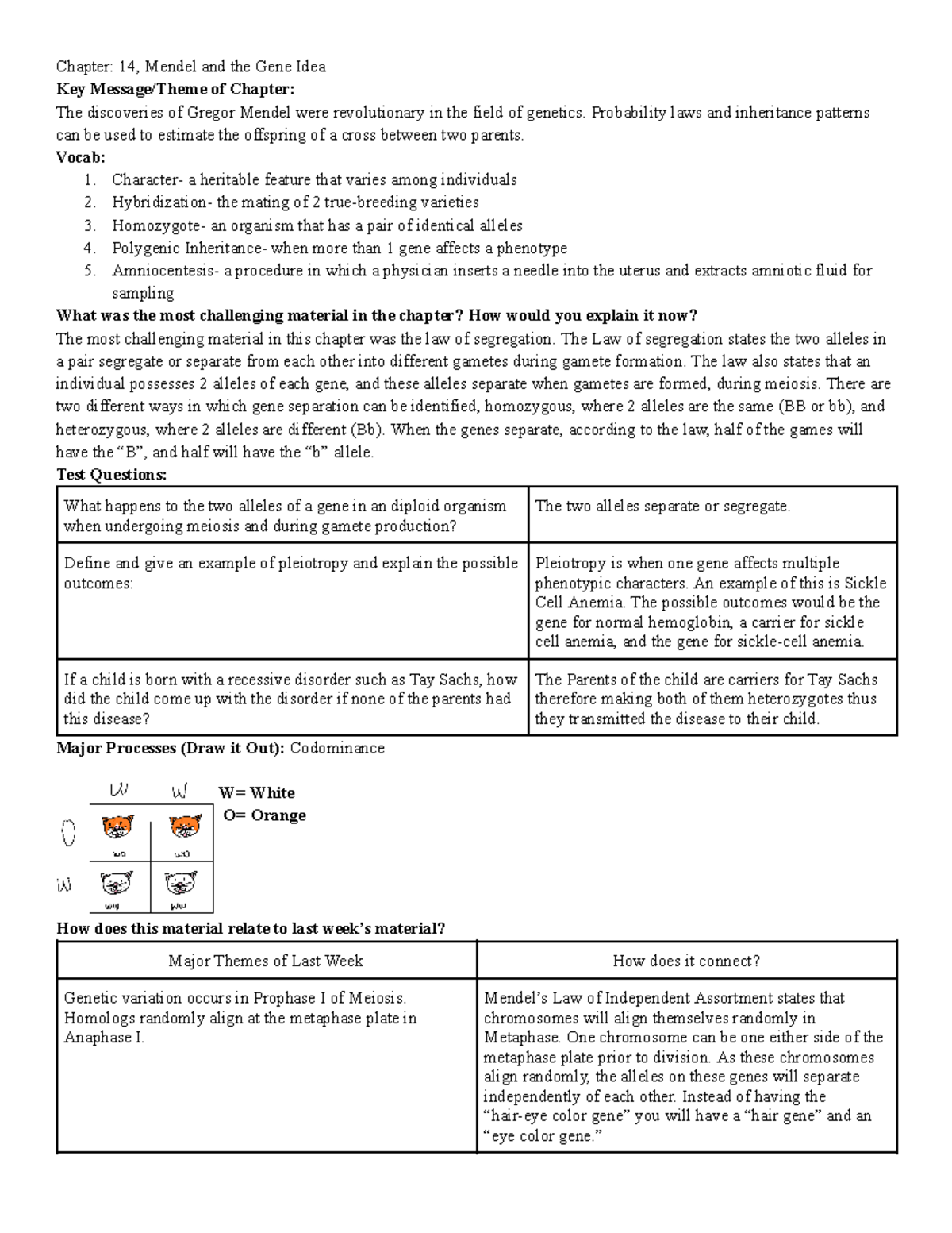 Chapter 14 Study Guide - Chapter: 14, Mendel and the Gene Idea Key ...