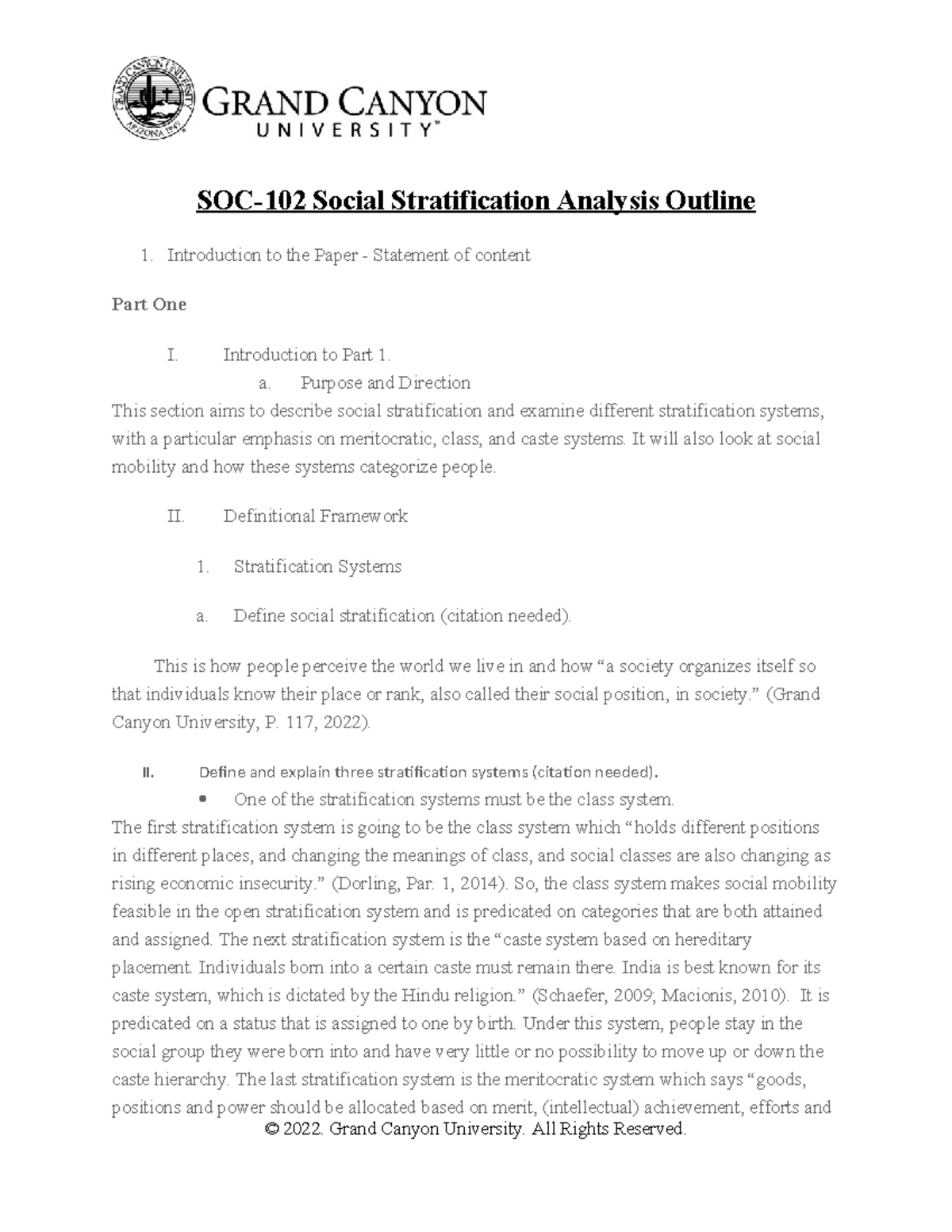 Social Stratification Analysis - Introduction to Part 1. a. Purpose and ...