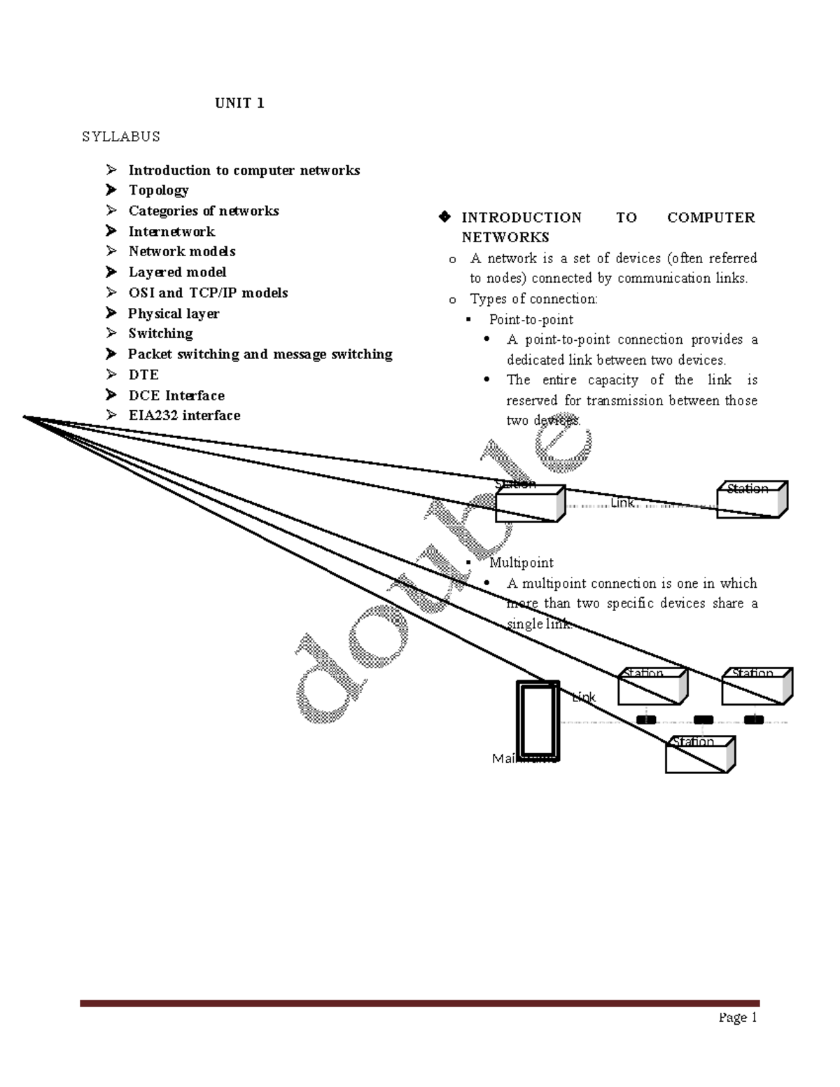Cn 1 - computer networks module 1 - Page 1 UNIT 1 SYLLABUS Introduction to computer networks ...