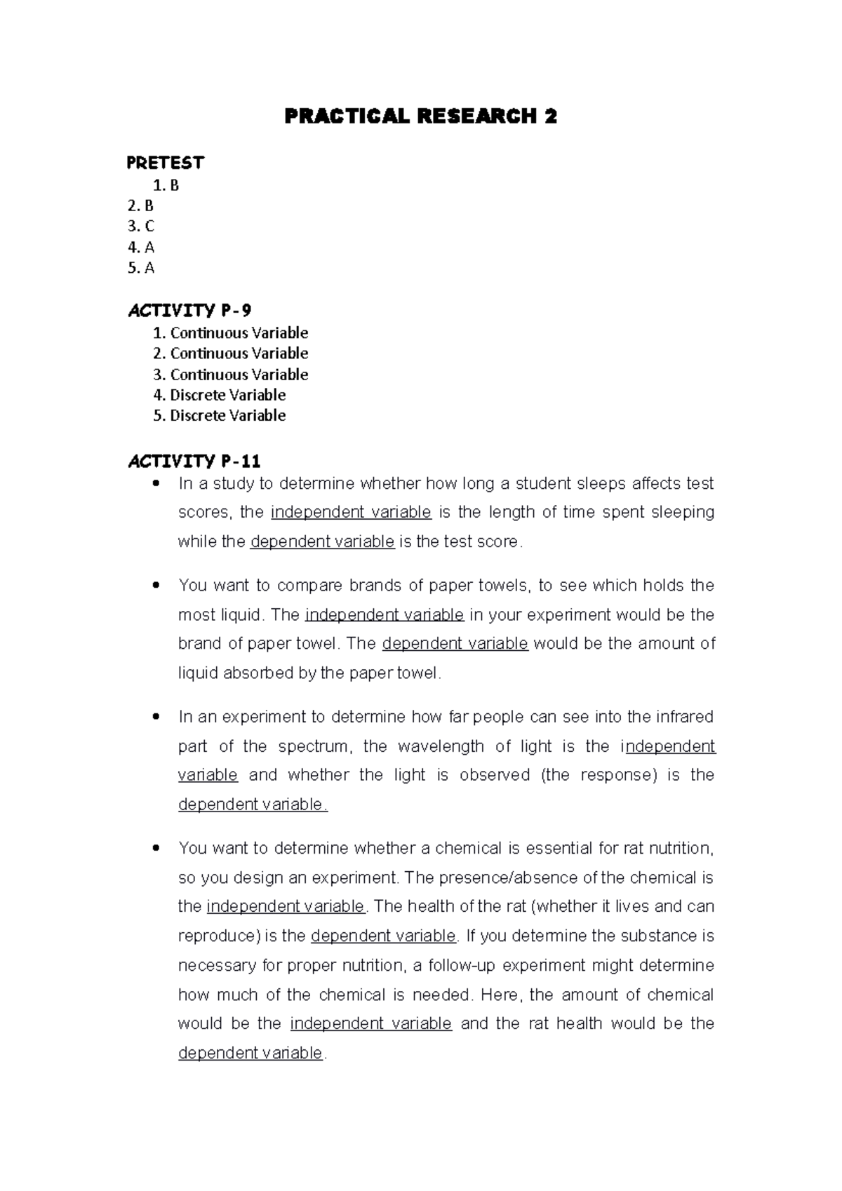 PR2 module 2 - PRACTICAL RESEARCH 2 PRETEST 1. B 2. B 3. C 4. A 5. A ...