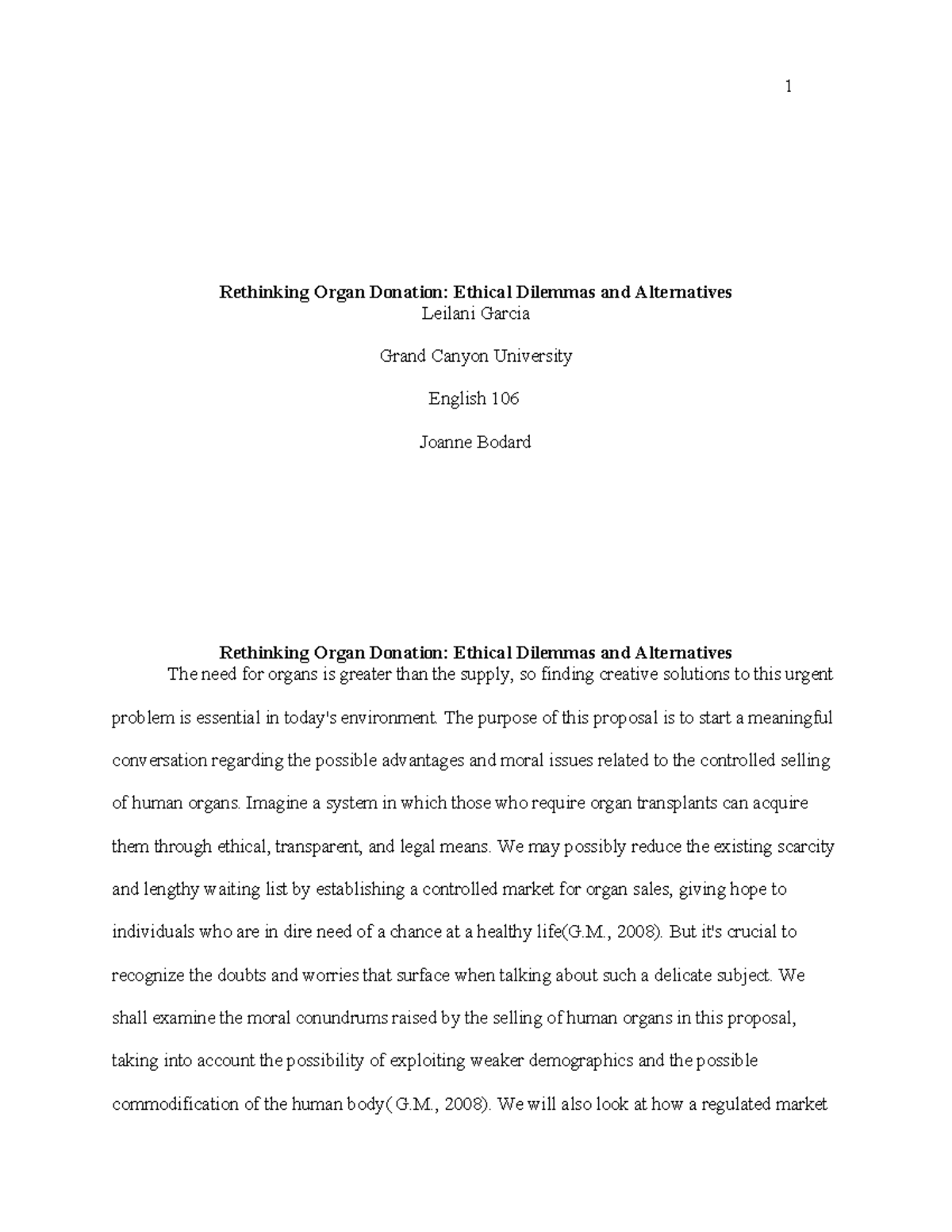 Proposal Essay RD - Rethinking Organ Donation: Ethical Dilemmas and ...