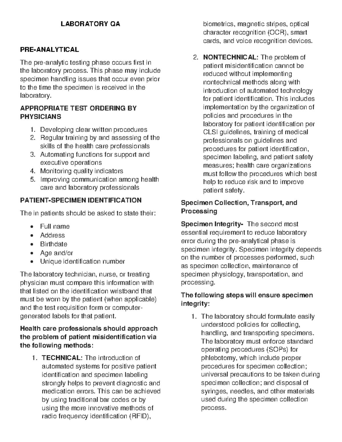 Lab math lec (prelims) - Laboratory Math - LABORATORY QA PRE-ANALYTICAL ...