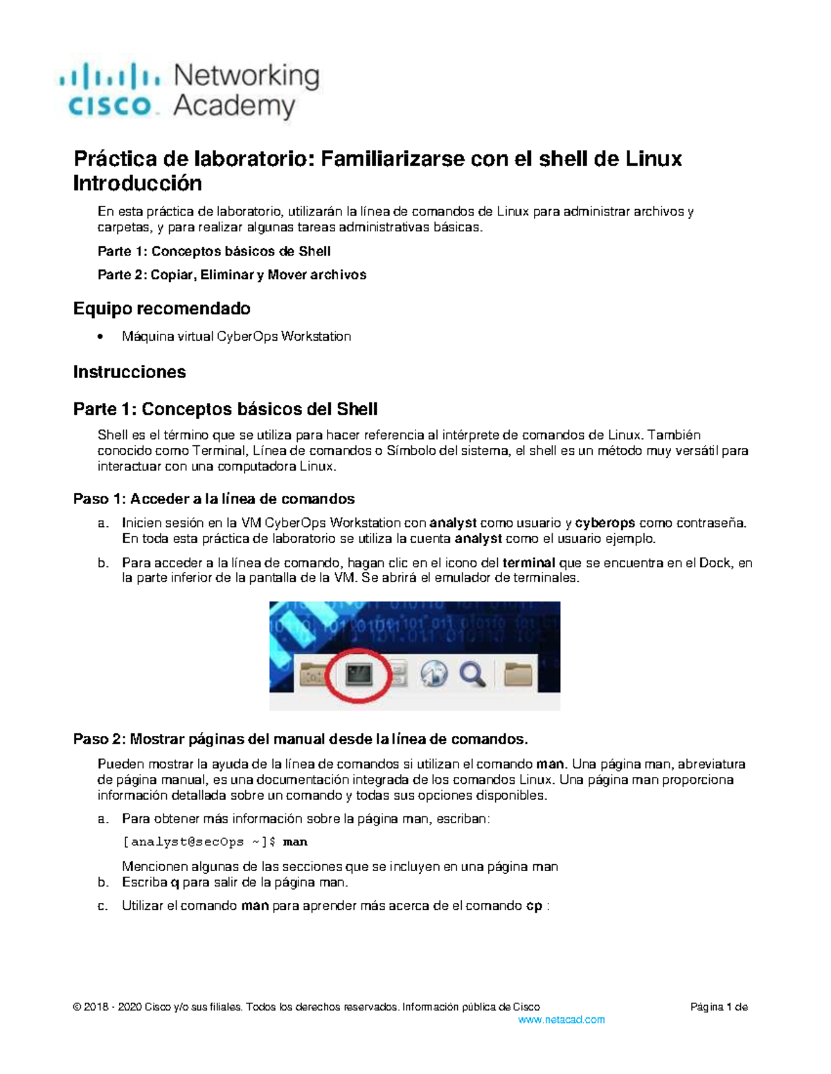 Getting-familiar-with-the-linux-shell es-XL - © 2018 - 2020 Cisco y/o sus filiales. Todos los ...
