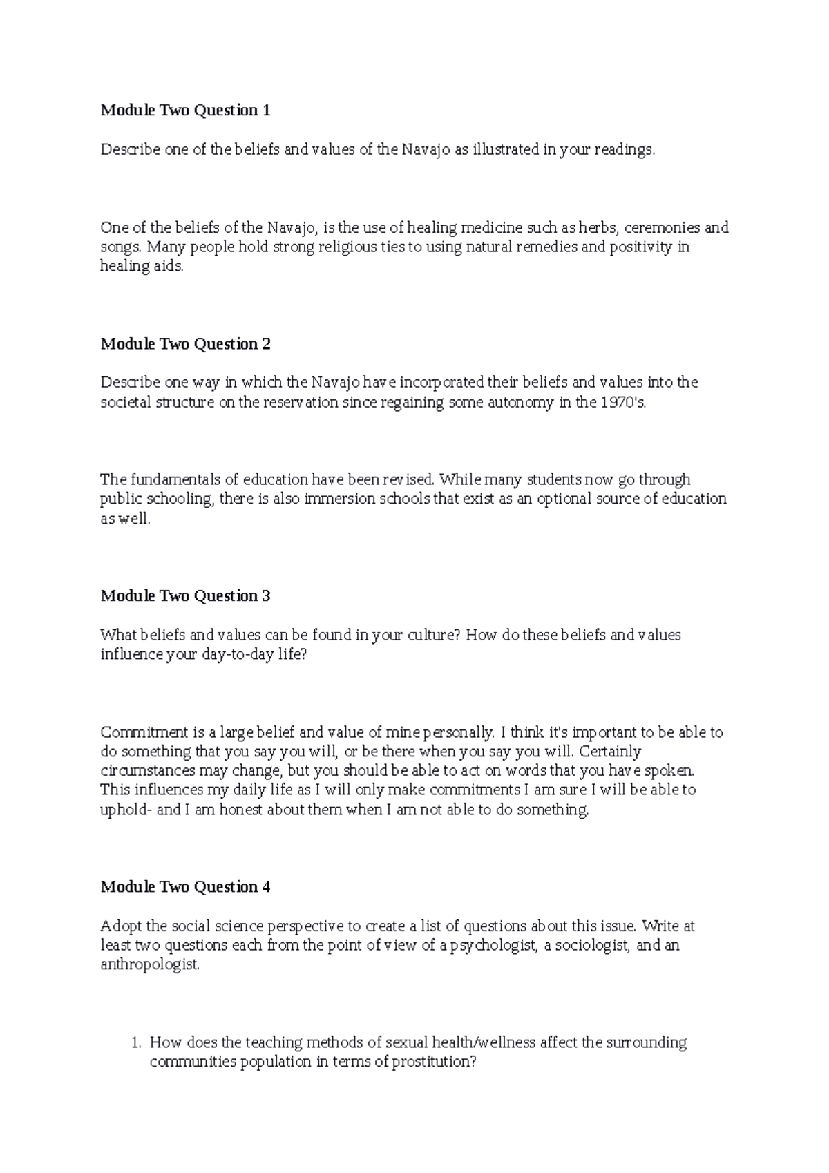 SCS 200 Applied Social Sciences-2 - Module Two Question 1 Describe one ...