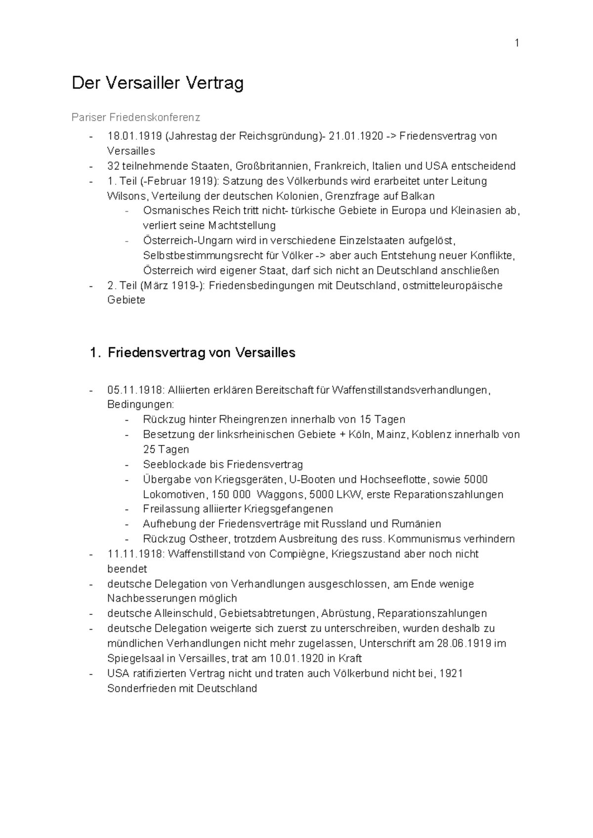Der Versailler Vertrag - Der Versailler Vertrag Pariser ...