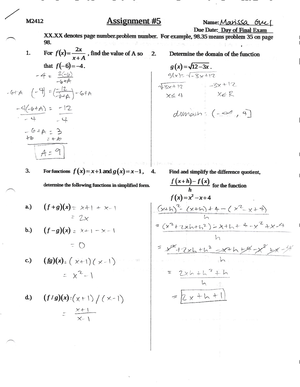Pre-cal Assignment 1 Collected HW - MATH 2412 - Studocu