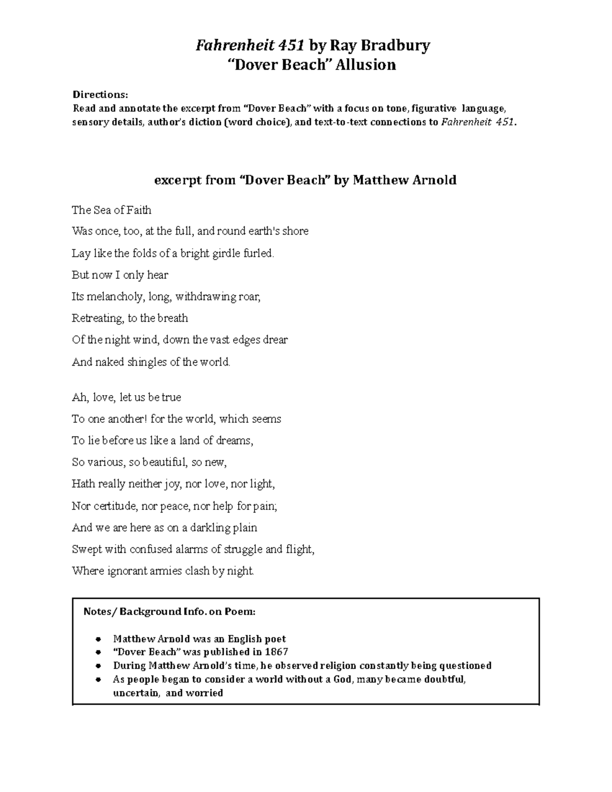 Kami Export - Fahrenheit 451 Dover Beach Annotations Questions (2024 ...