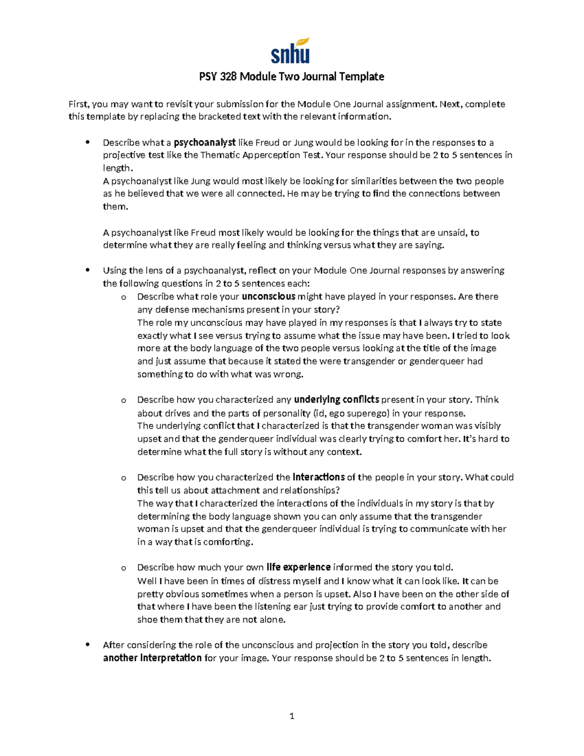PSY 328 Module Two Journal Template - PSY 328 Module Two Journal ...