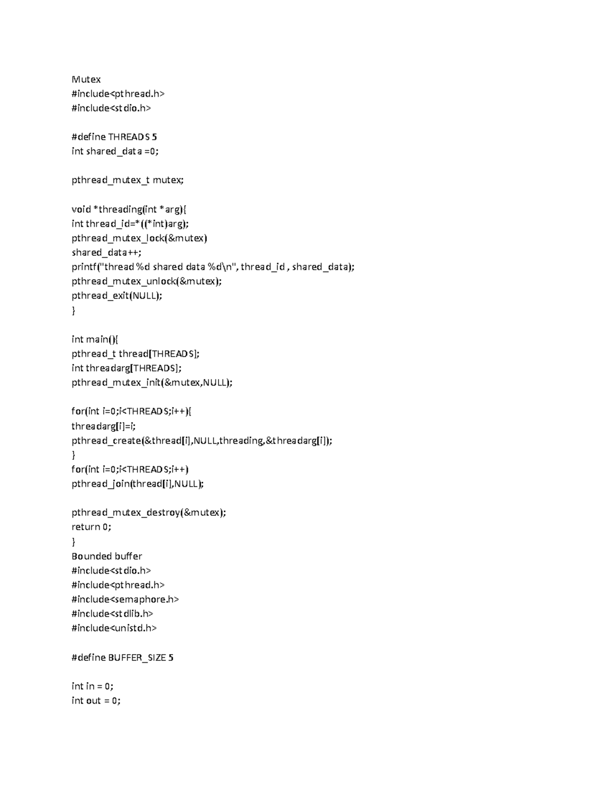 Mutex and semaphore - these codes are written by me - Mutex #include ...