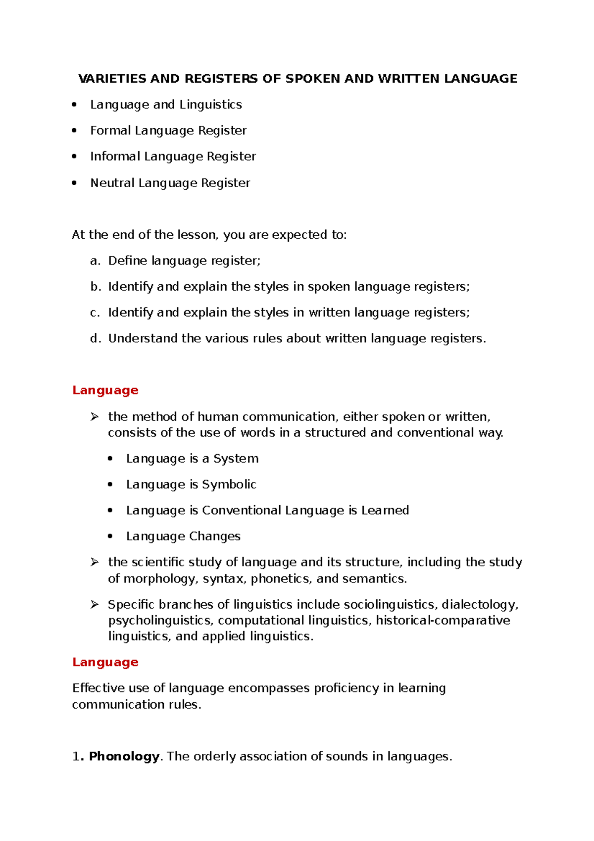 Varieties AND Registers OF Spoken AND Written Language - VARIETIES AND ...