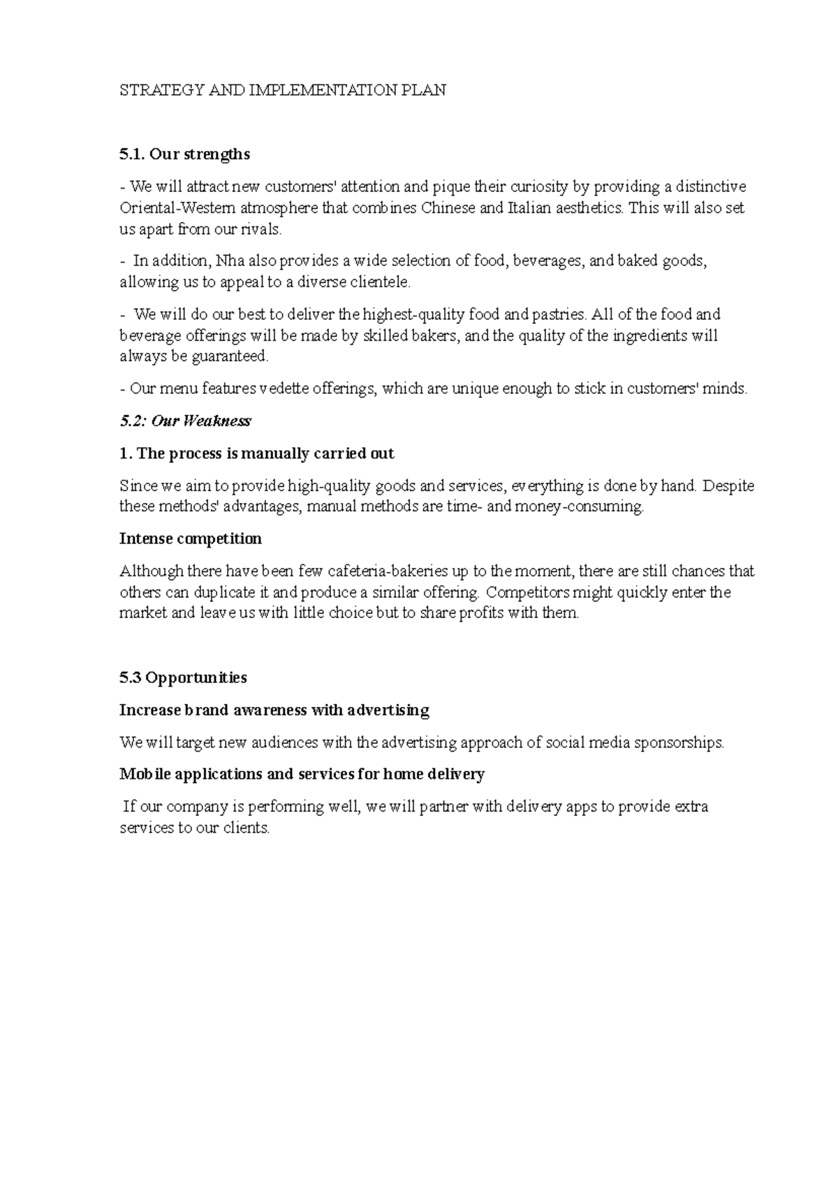 Strategy AND Implementation PLAN - STRATEGY AND IMPLEMENTATION PLAN Our ...